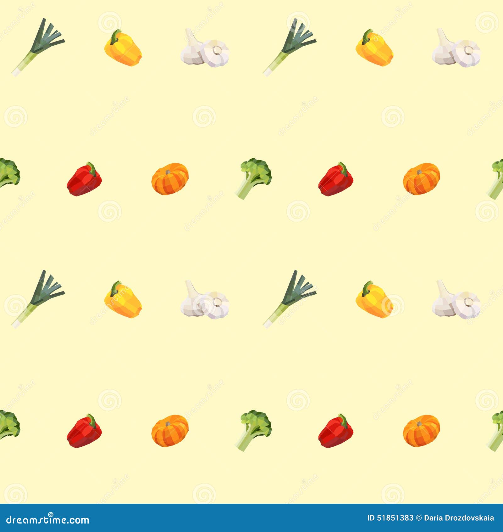 Seamless Vintage Polygon Vegetable Pattern Stock Vector - Illustration ...