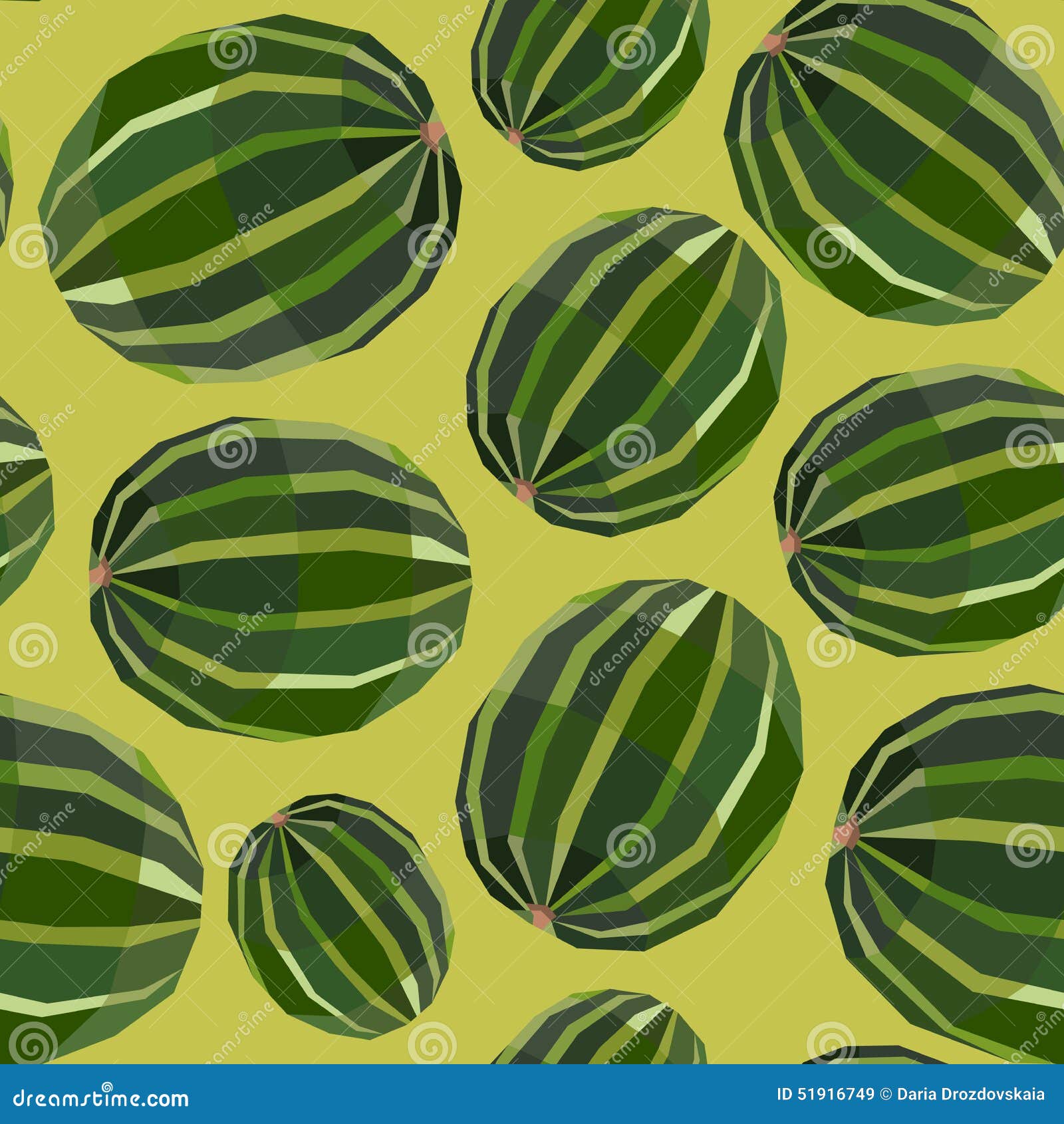 Seamless Vintage Polygon Watermelon Pattern Stock Vector - Illustration ...