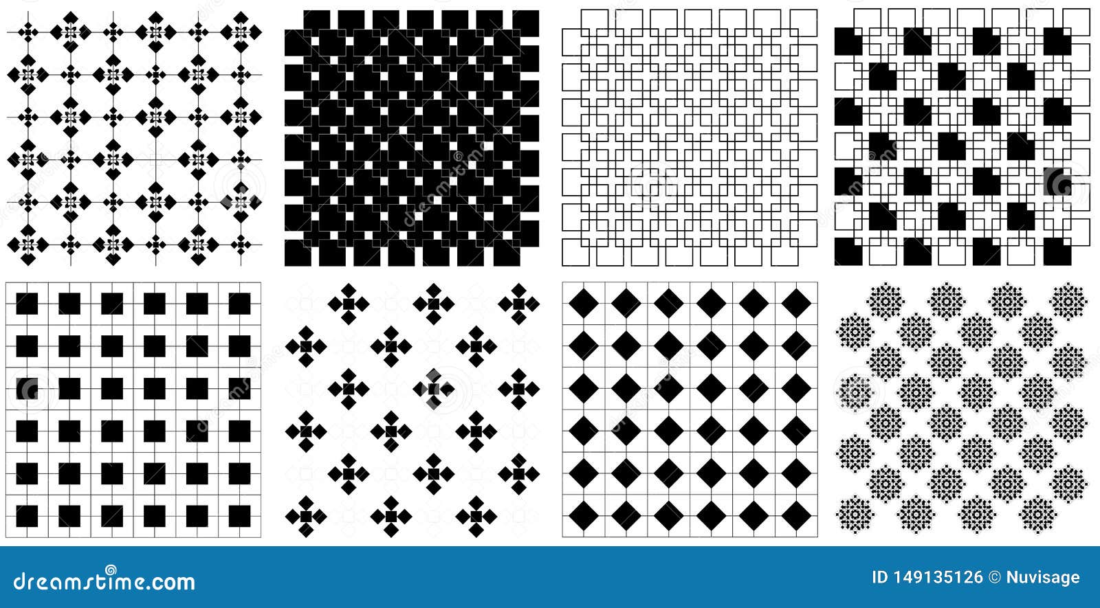 Seamless Vintage Retro Square Regtangle Pattern Illustration Vector Set ...