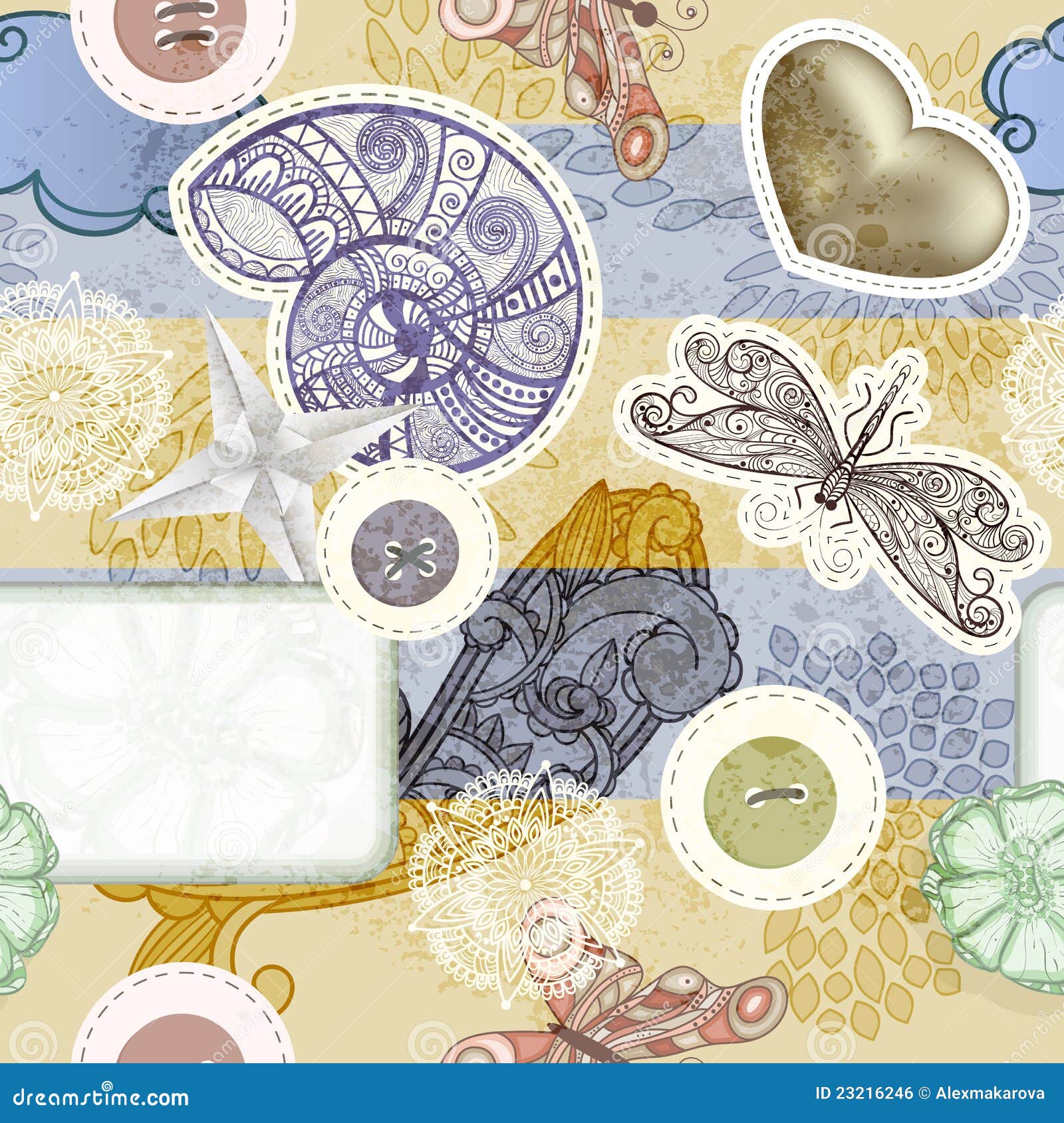 Seamless Vintage Scrap Template Design Stock Vector - Illustration of ...