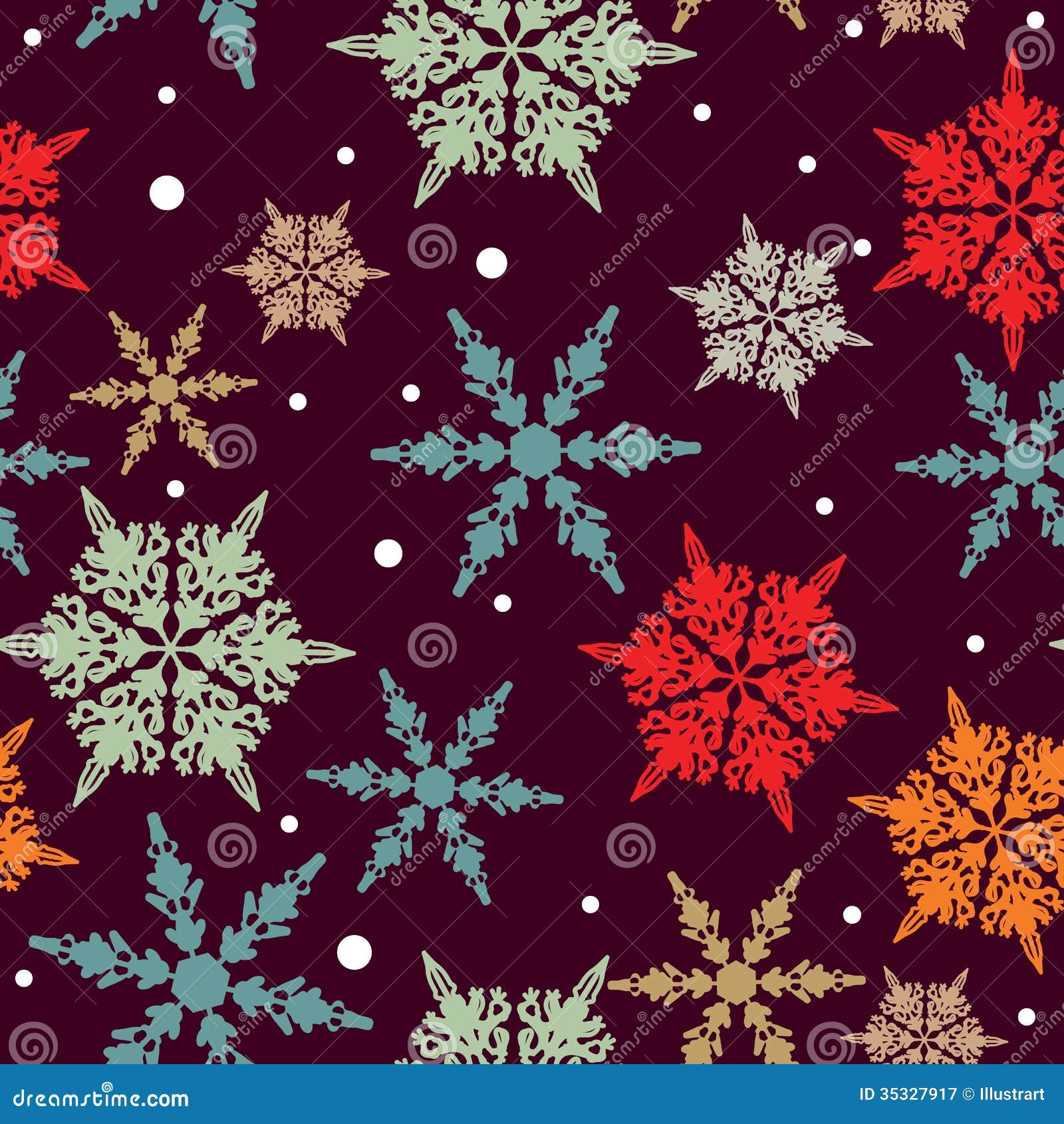 Seamless Vintage Snowflake Background Stock Vector - Illustration of ...