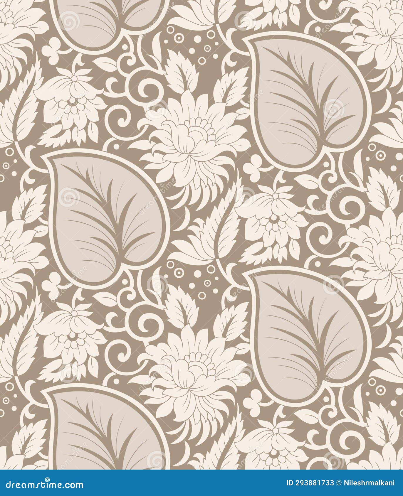 Seamless Vintage Textile Flower Pattern Design Stock Vector ...