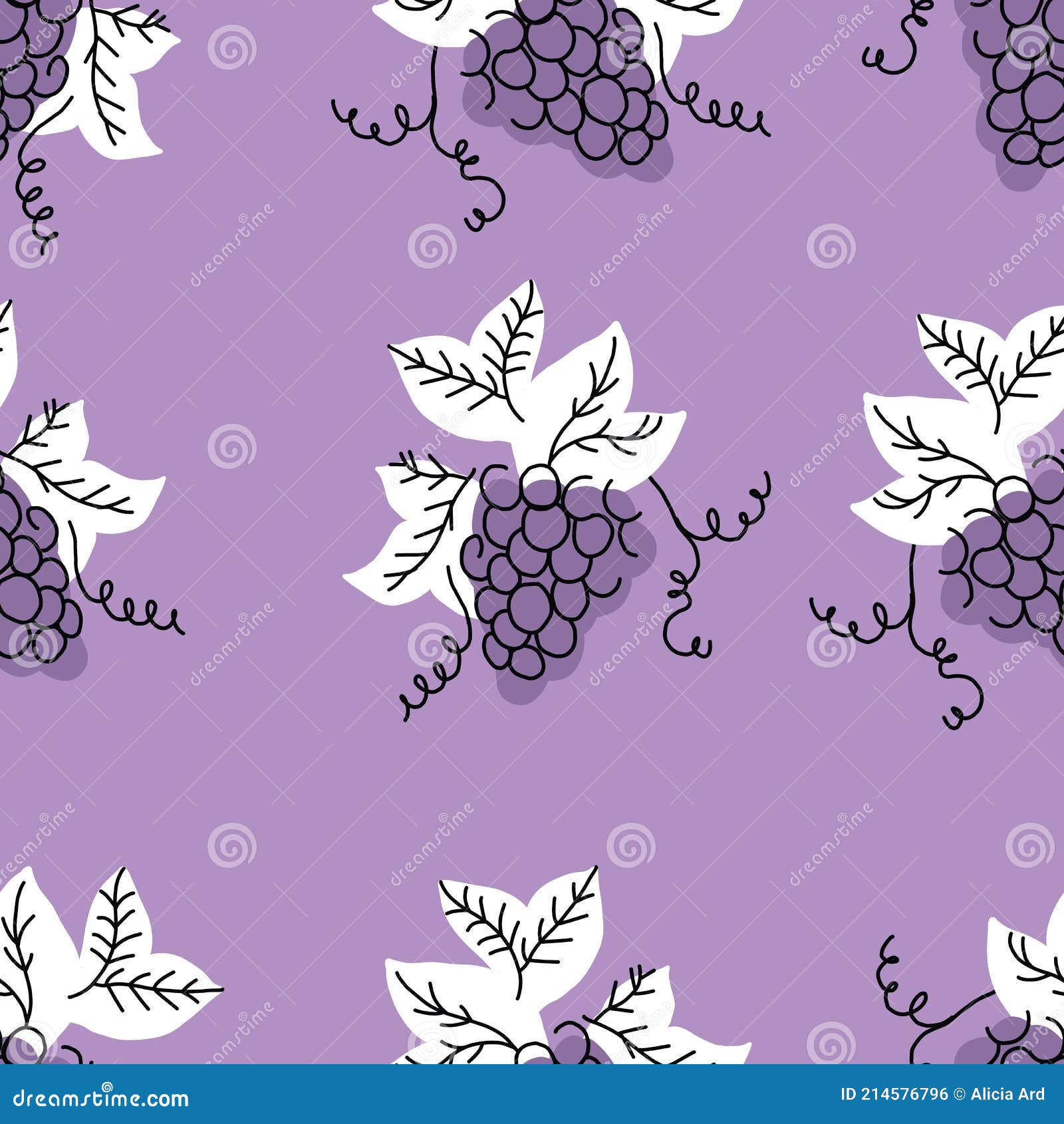 Seamless Vintage Vector Texture of Repeating Grape Pattern with Vines ...