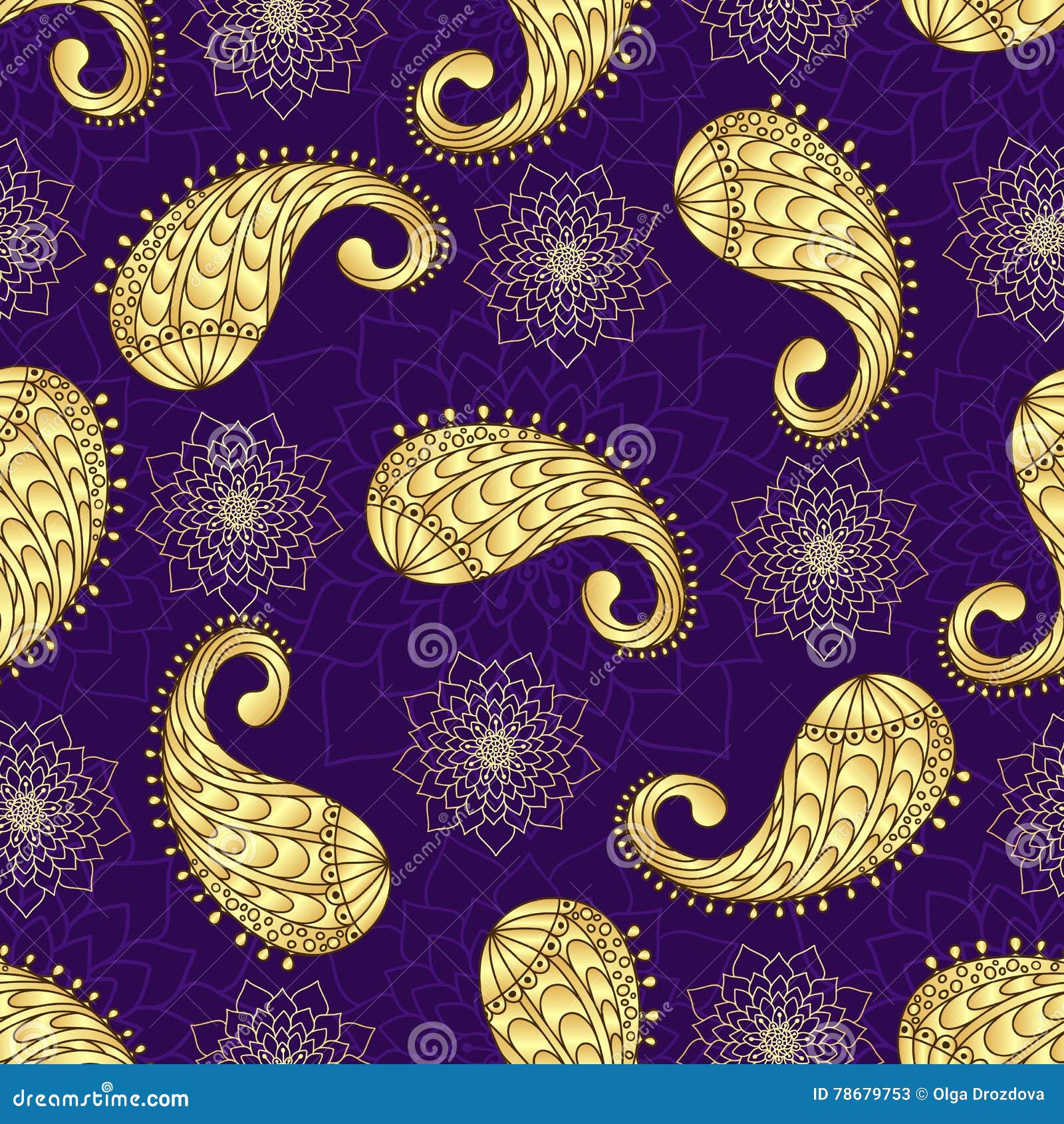 Seamless Vintage Violet Pattern Stock Vector - Illustration of lotus ...