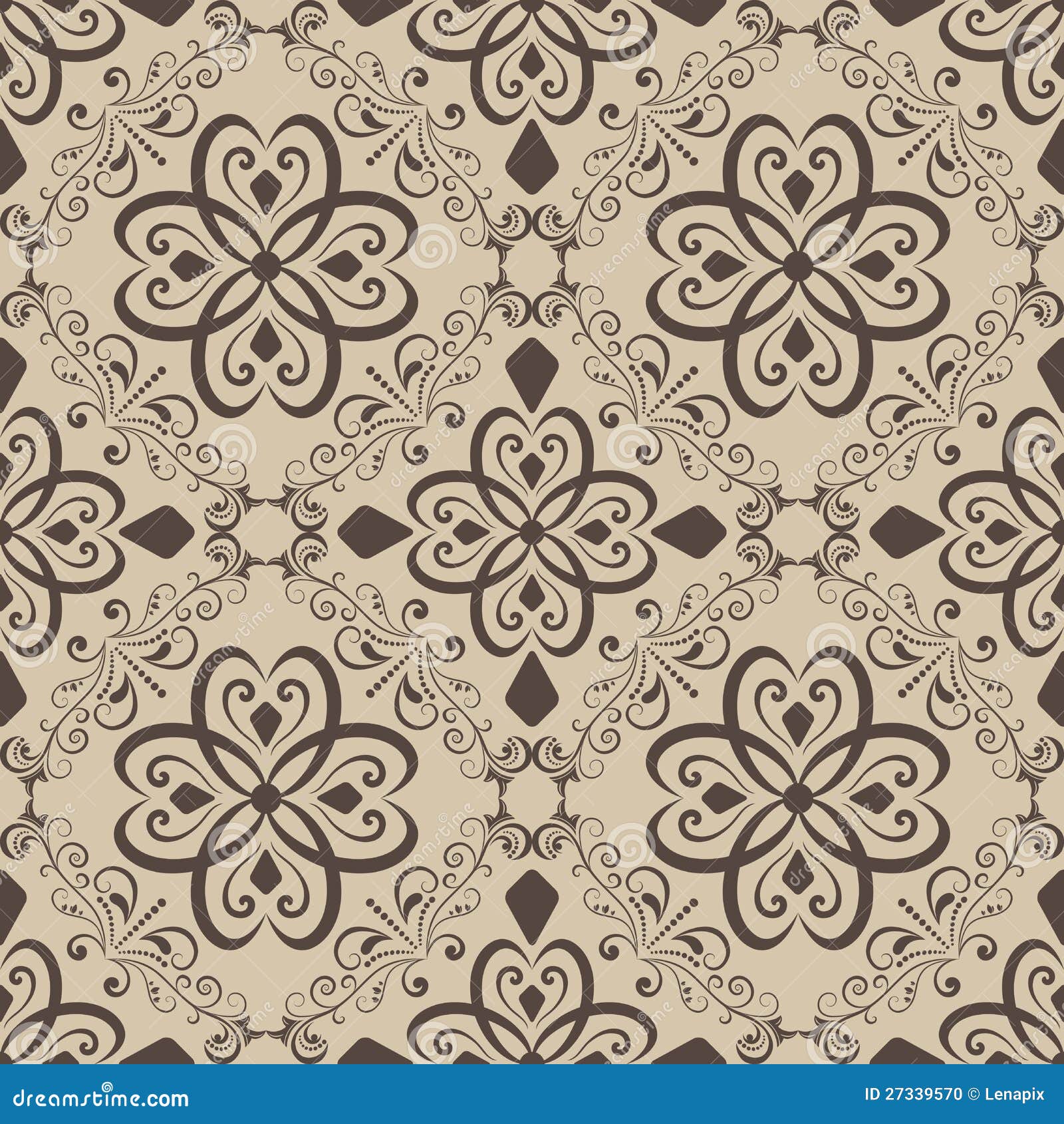 Seamless vintage wallpaper stock vector. Illustration of floral - 27339570