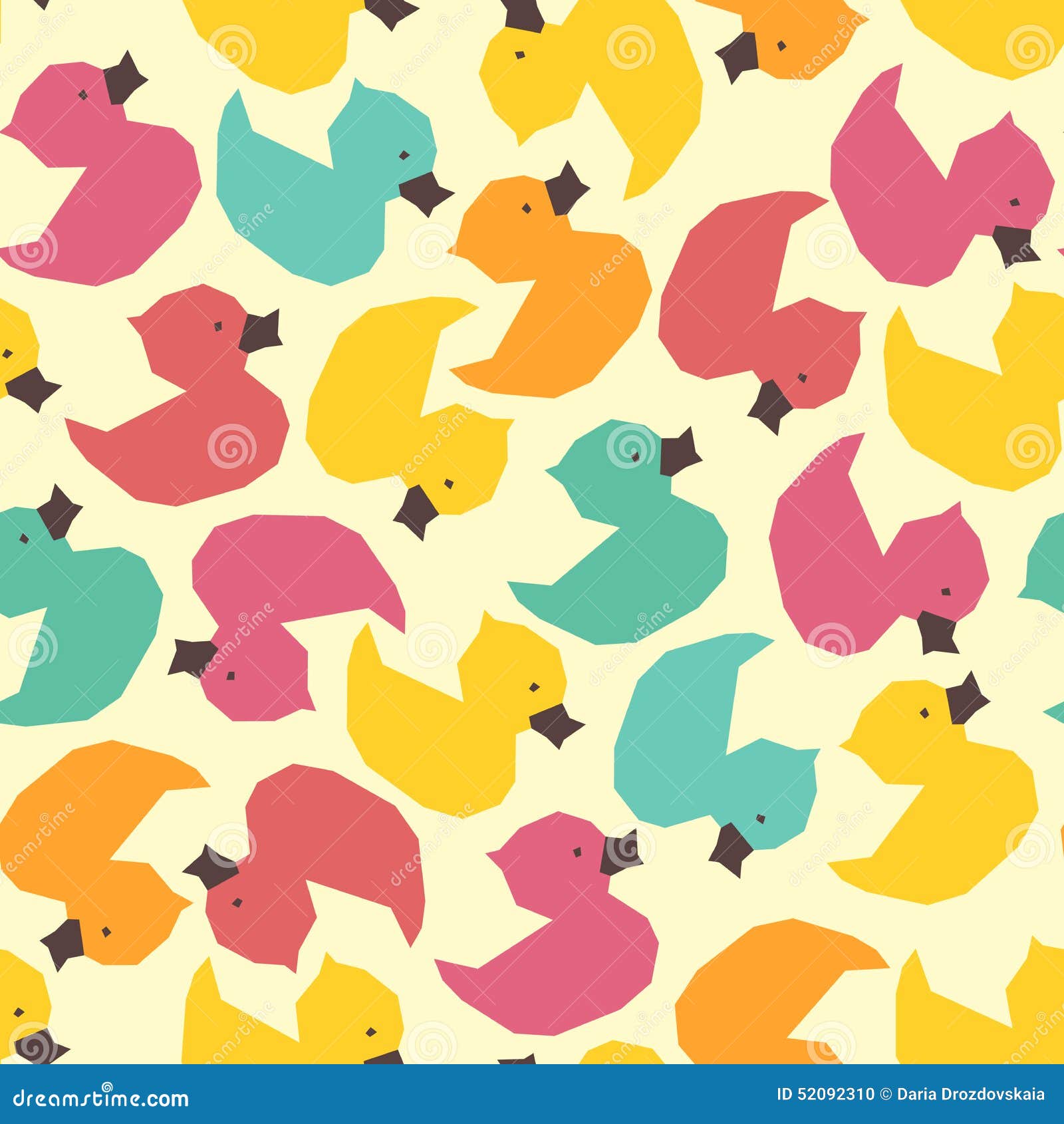 Seamless Vintage Yellow Ducks Polygon Pattern Stock Vector ...