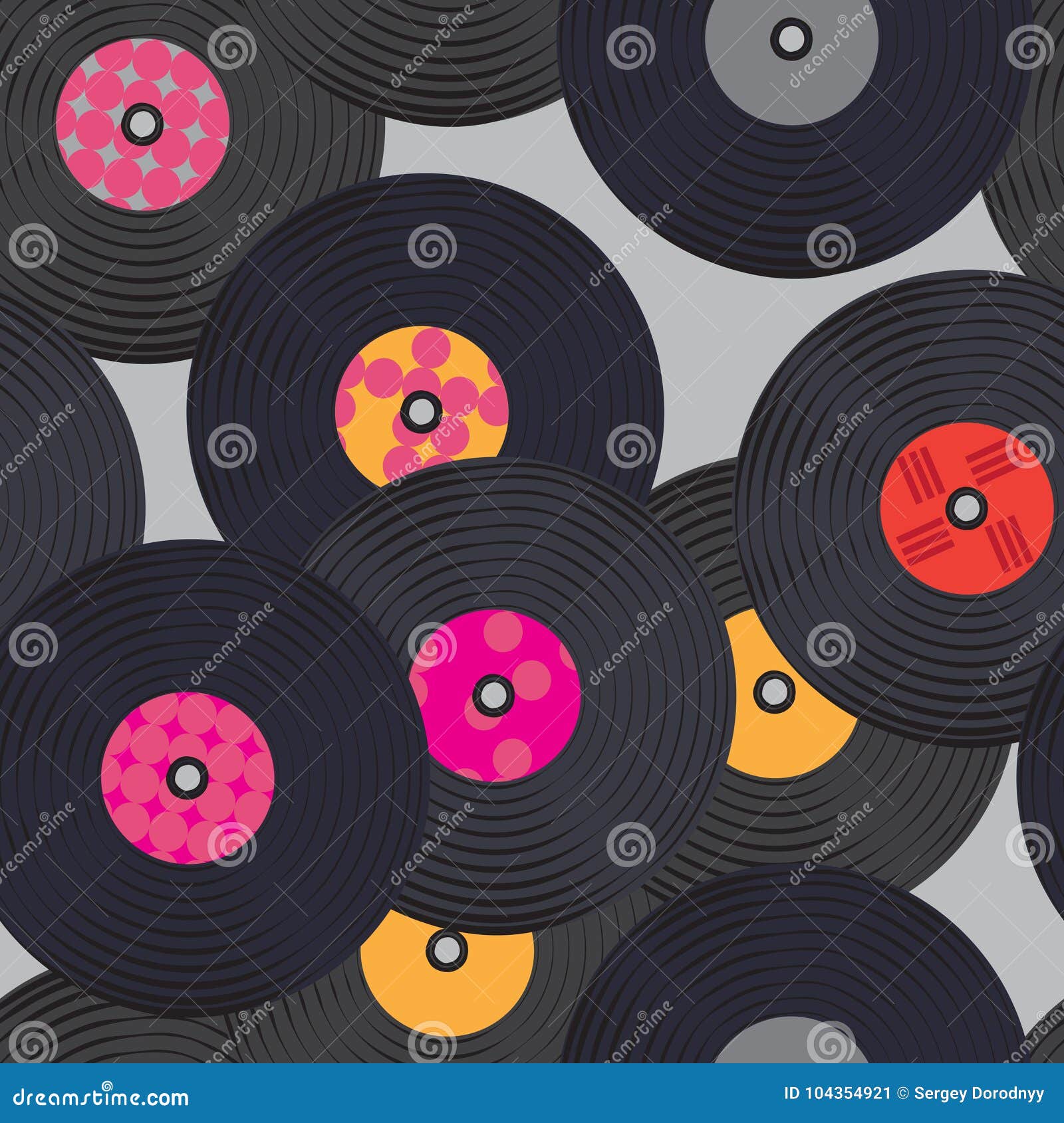 Seamless Vinyl Records Pattern. Stock Vector - Illustration of backdrop ...
