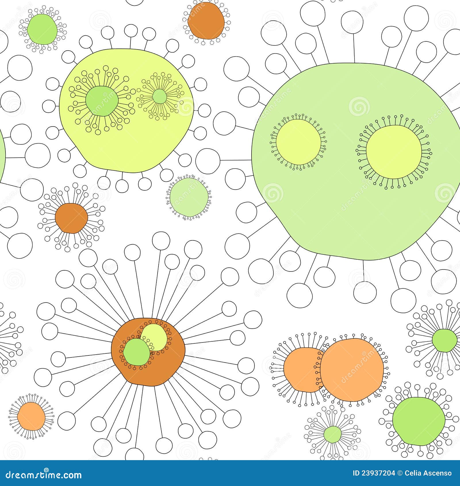 Seamless Virus Flowers stock illustration. Illustration of curves ...
