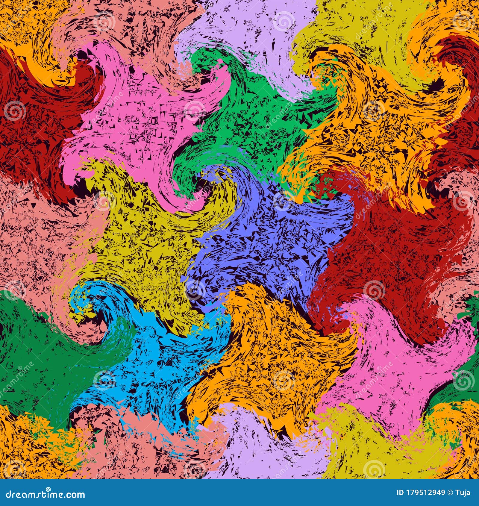 Seamless Vivid Pattern with Stained Grunge Swirled Colorful Elements ...