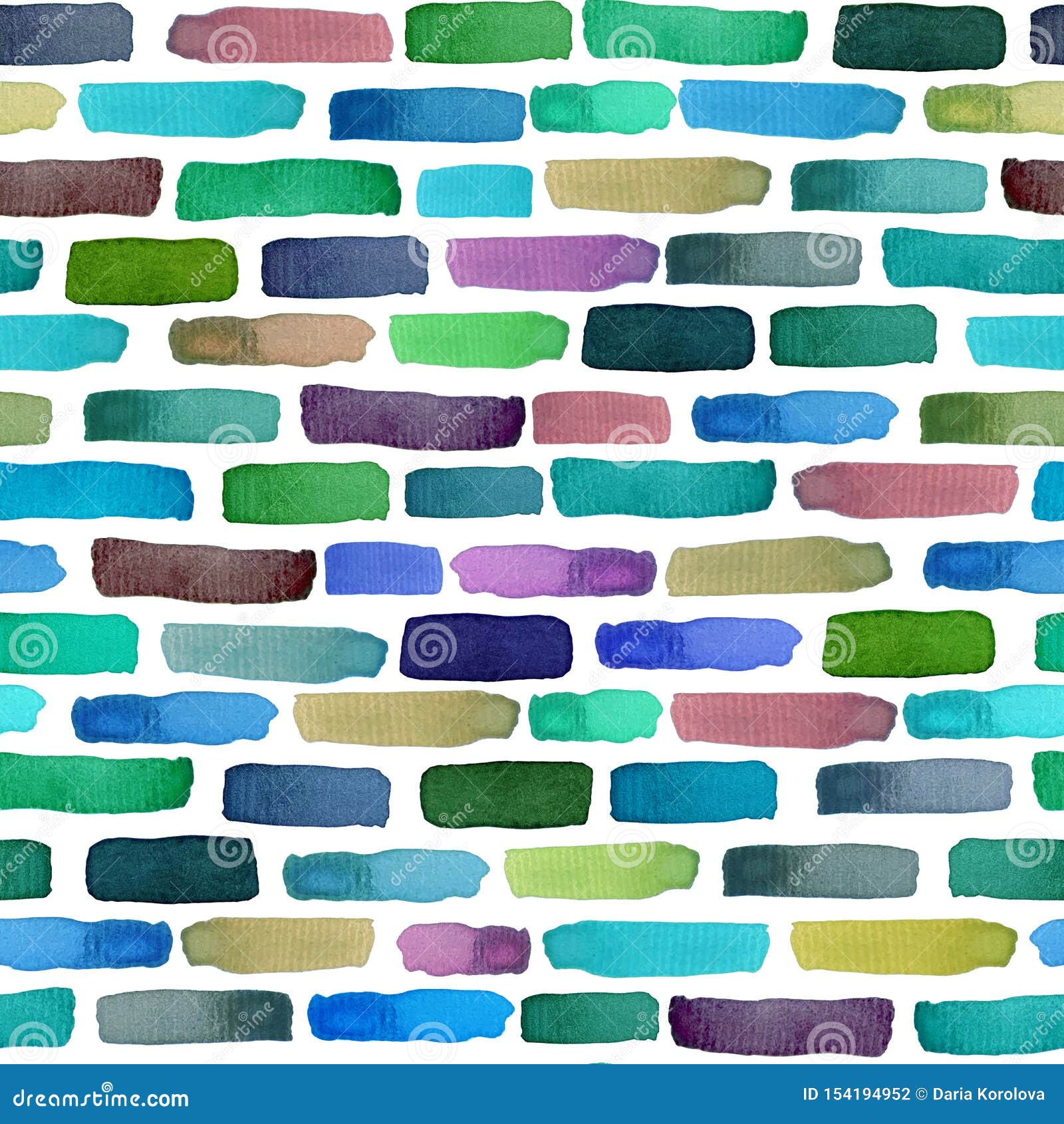 Watercolor Bricks For The Wall Isolated On White Background Royalty ...