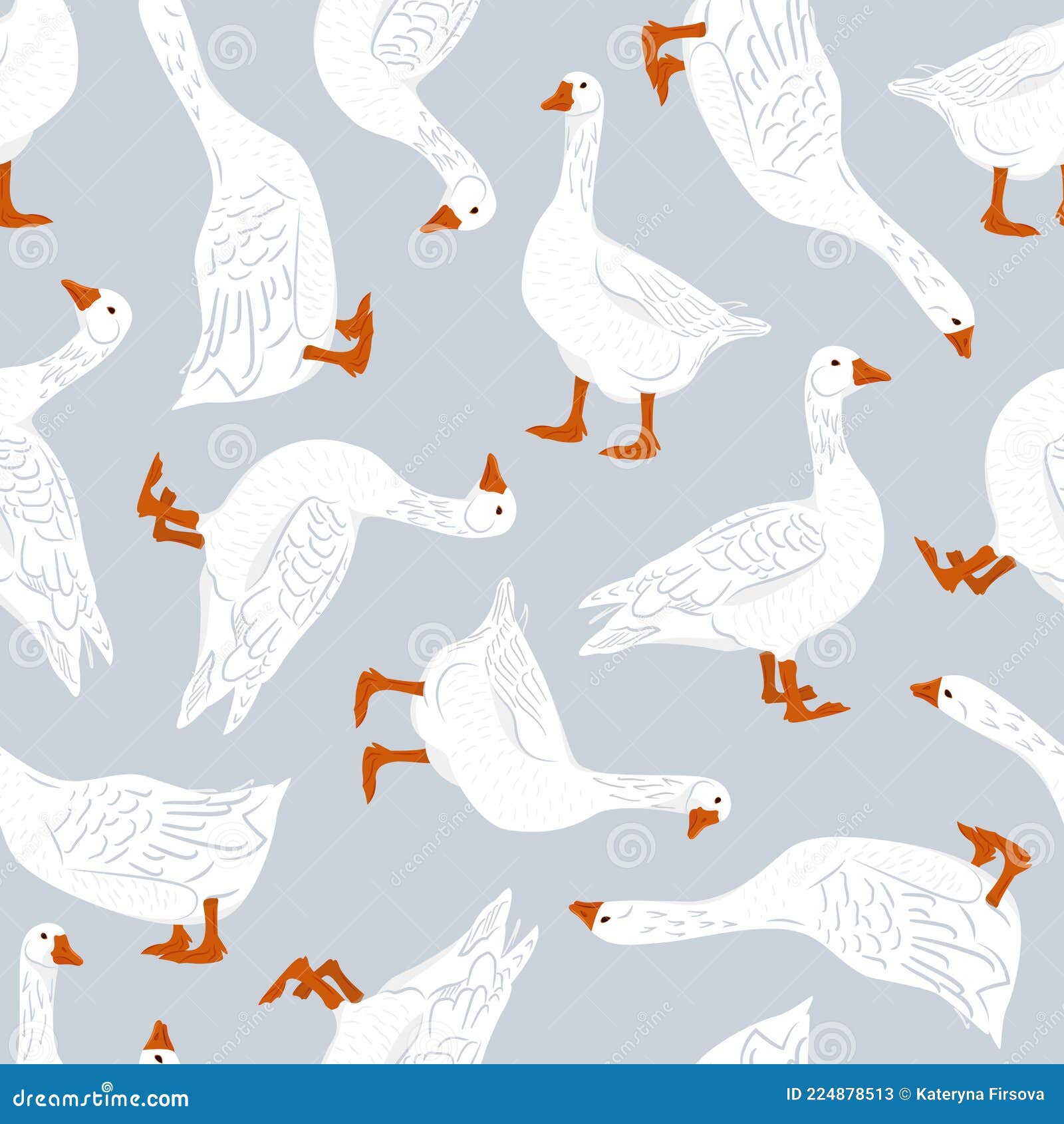 Seamless Wallpaper with Birds. Vector Pattern with Geese. Stock Vector ...