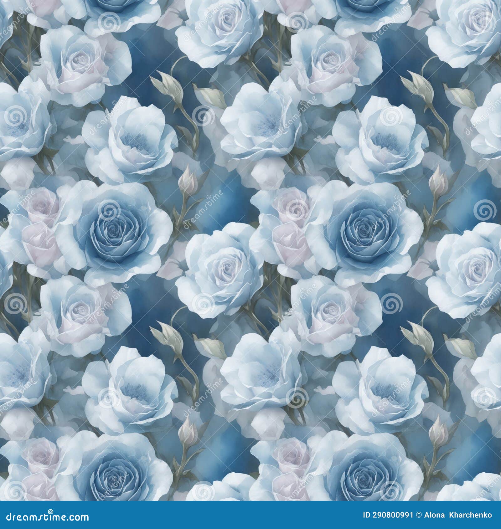 Seamless Wallpaper with Blue Floral Patterns Stock Illustration ...