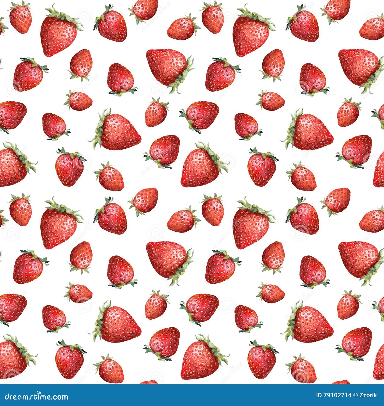 Seamless Wallpaper - Bright Strawberry on White Background. Watercolour ...