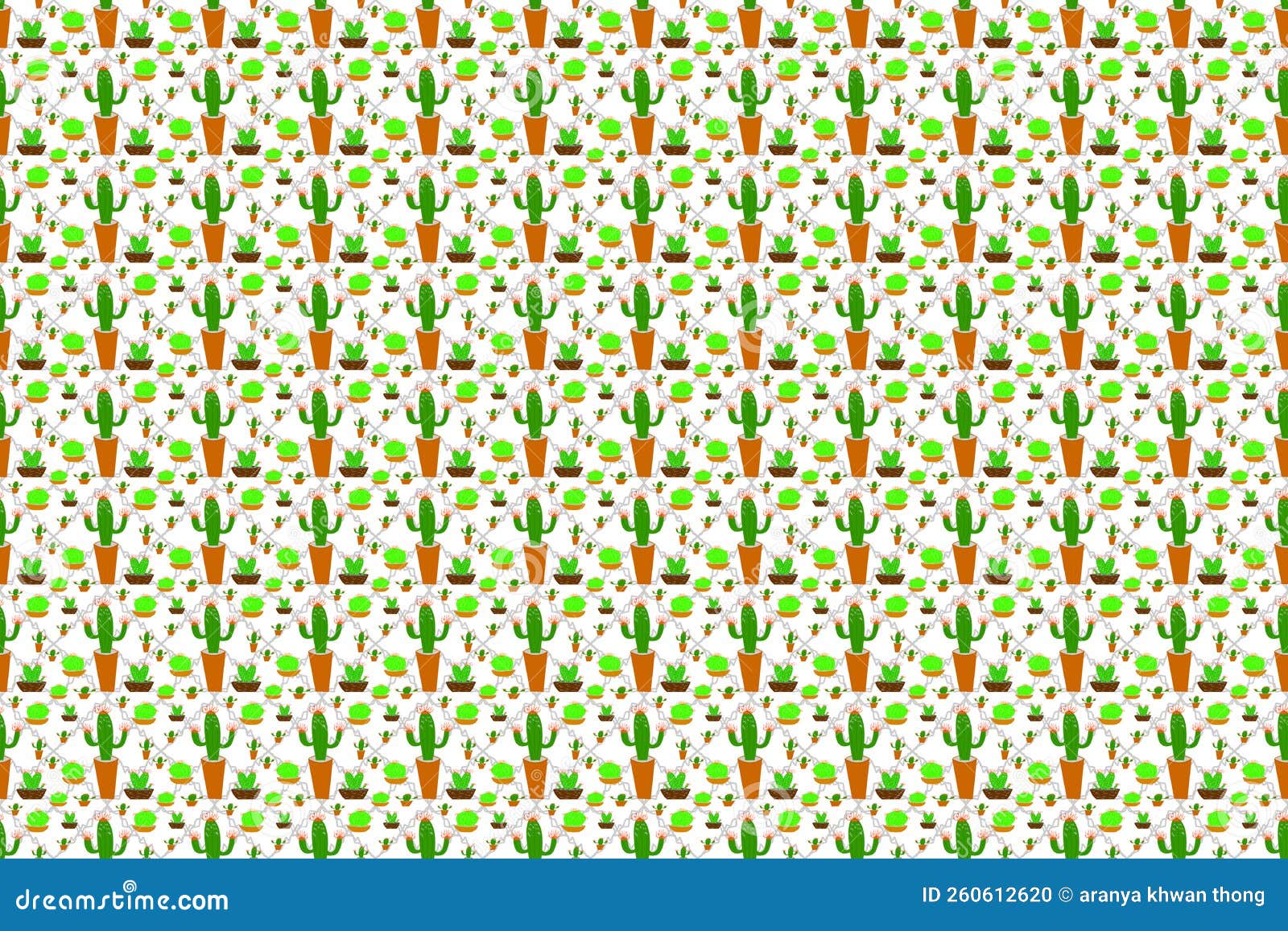 Seamless Wallpaper with Cactus Pattern in Pots on a White Background ...