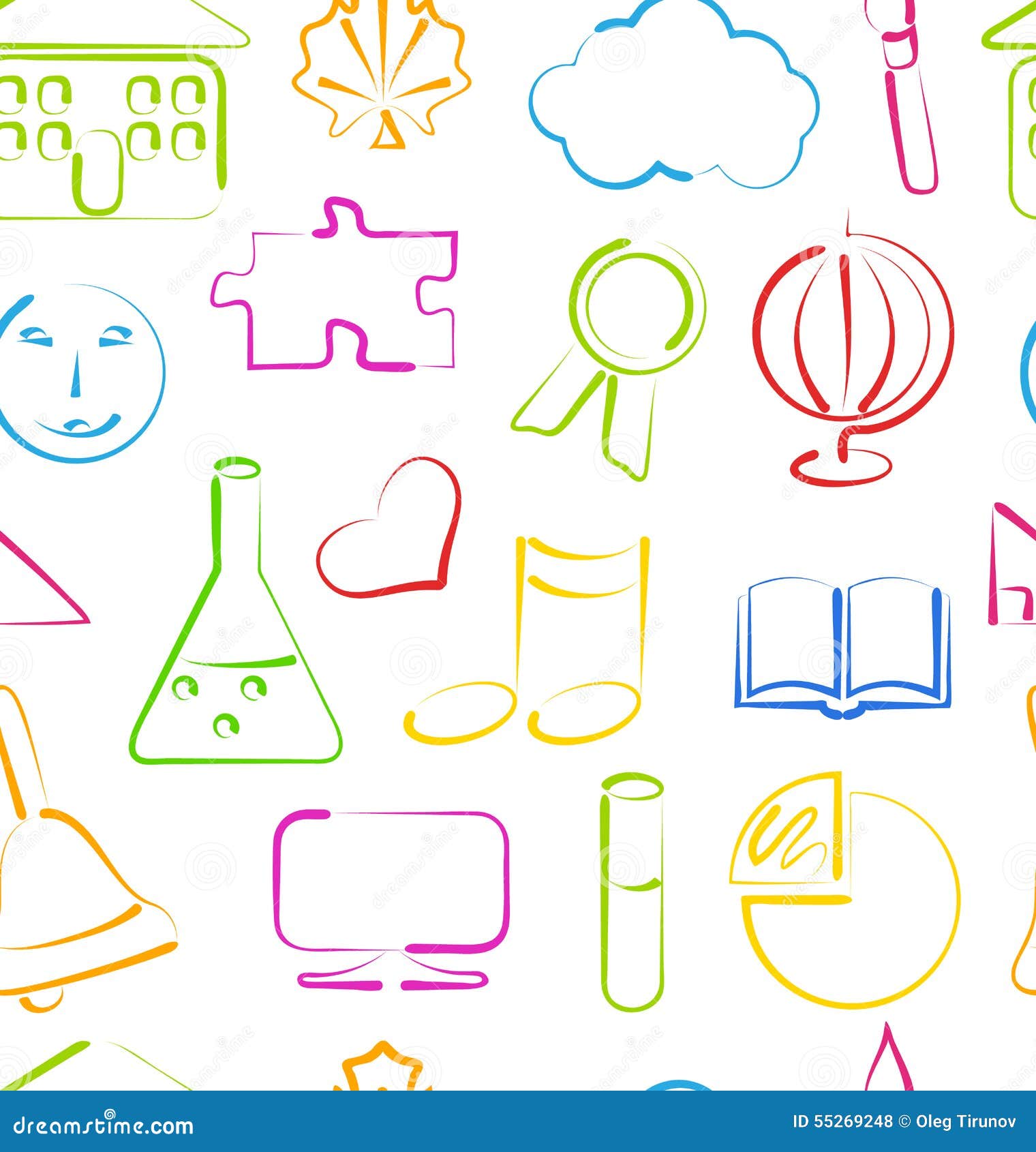 Seamless Wallpaper with Colorful School Objects Stock Vector ...