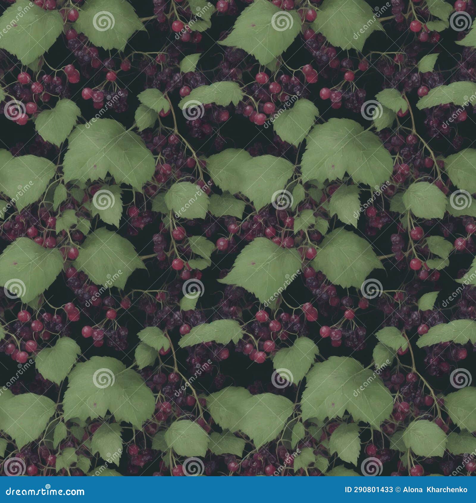 Seamless Wallpaper with Dark Berries Stock Image - Image of shrub, tree ...
