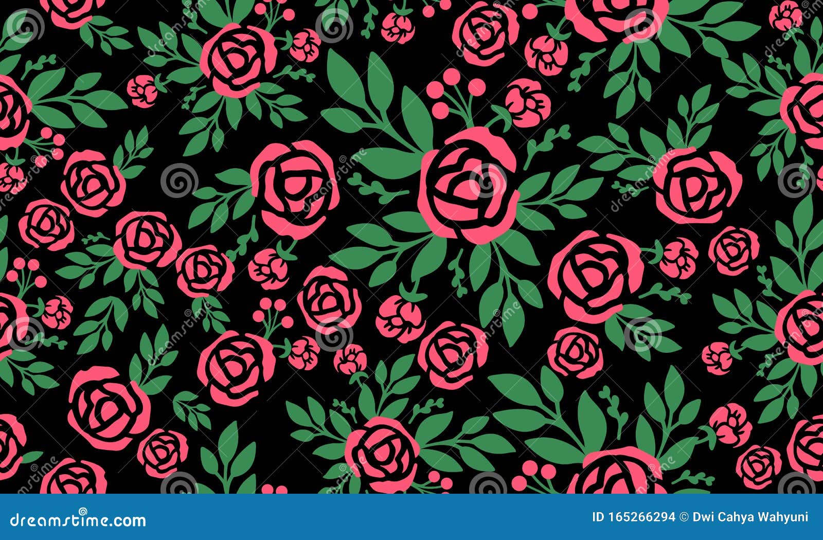 Seamless Wallpaper Floral Pattern with Design Red Rose Flower ...