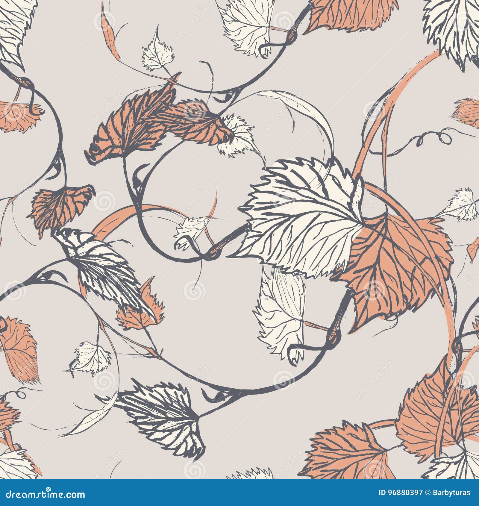 Seamless Wallpaper. Grapevine Seamless Pattern Stock Illustration ...