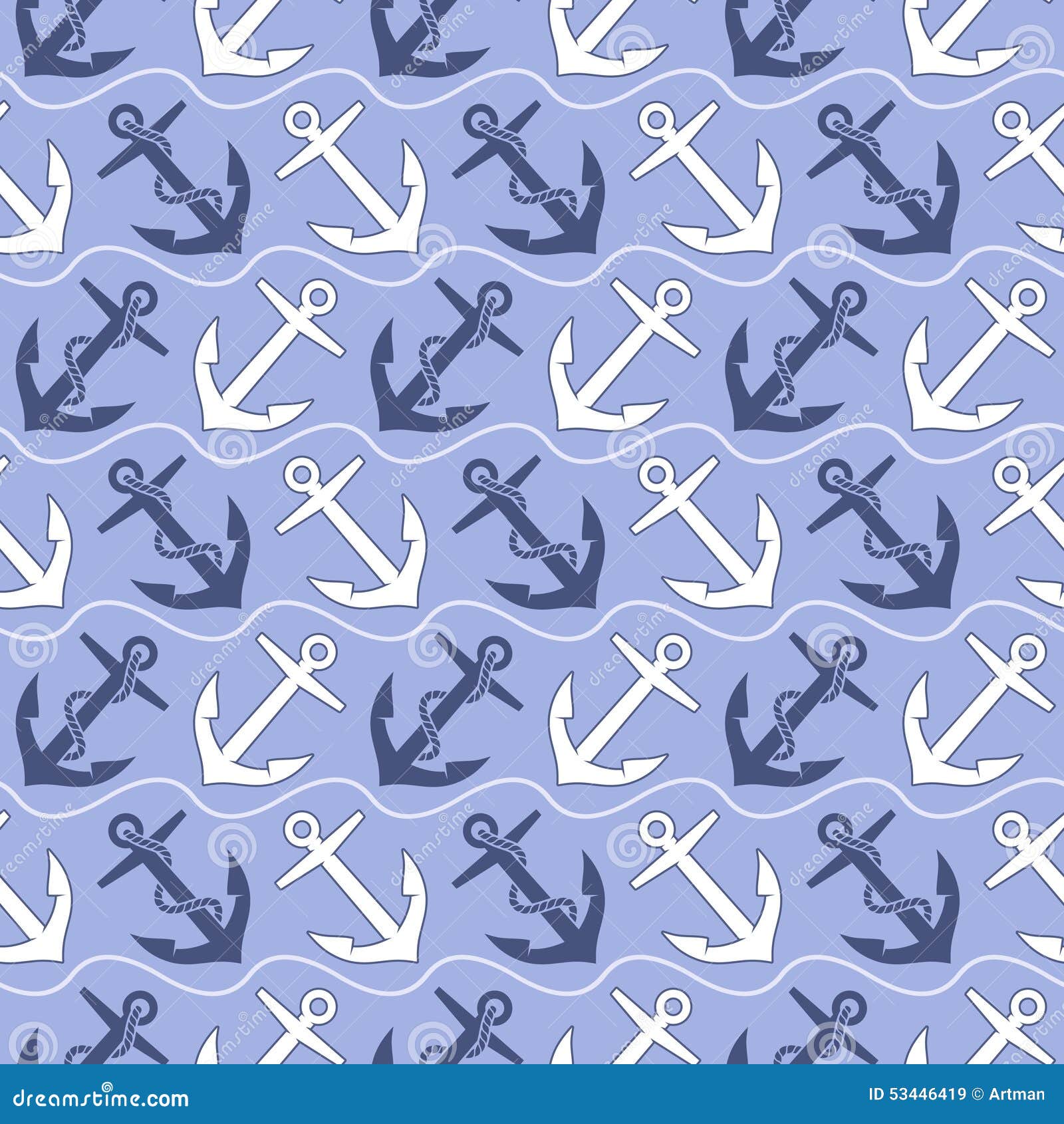 Seamless Wallpaper Pattern with Anchor Icons Stock Vector ...