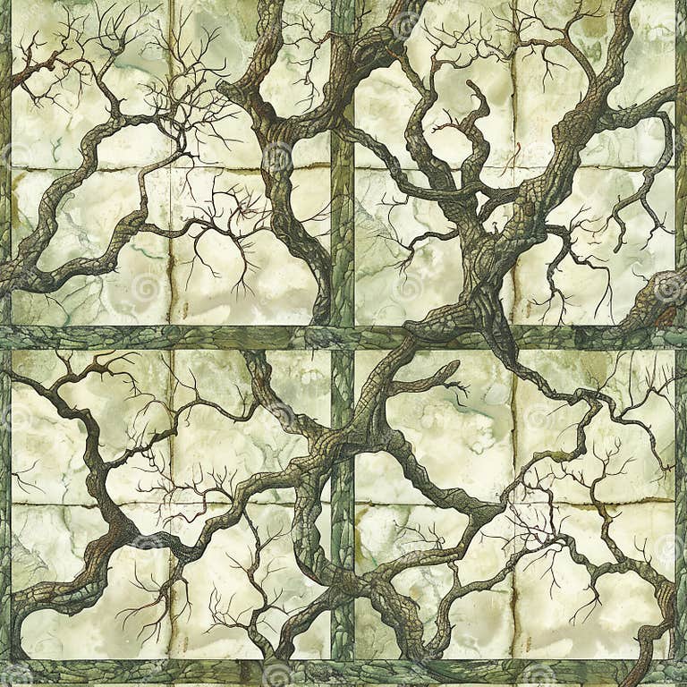 Seamless Wallpaper Pattern Featuring Cross Sections of Rectangular Tree ...