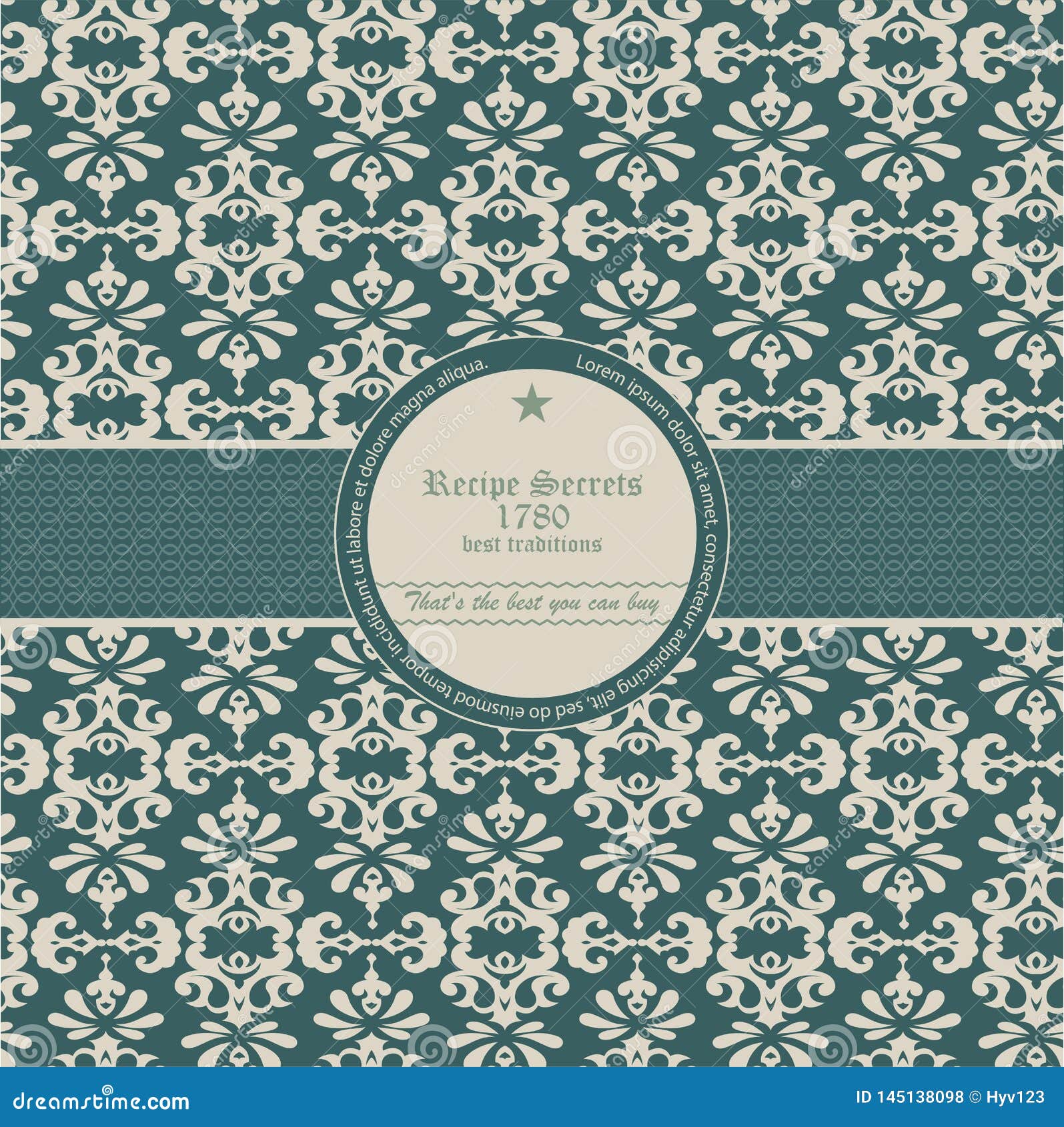 Seamless Wallpaper Pattern with Label - Vector Stock Illustration ...