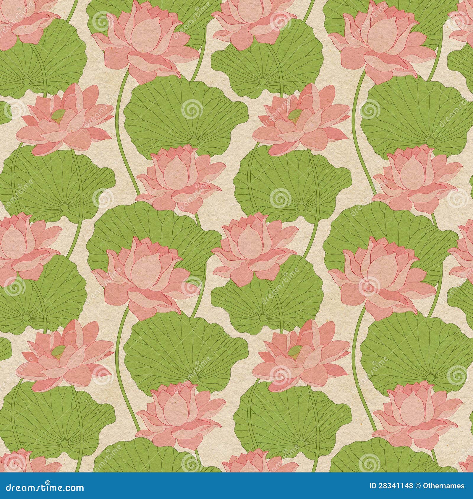 Seamless Wallpaper Pattern with Lotus. Stock Illustration ...