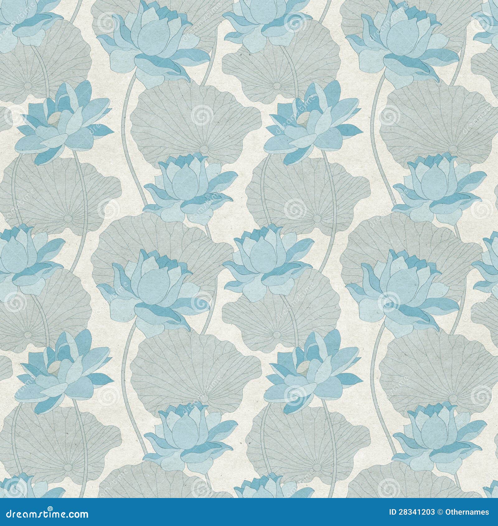 Seamless Wallpaper Pattern with Lotus. Stock Illustration ...