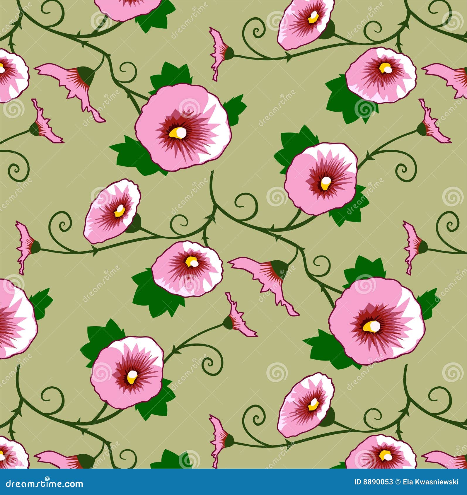 Seamless Wallpaper Pattern with Pink Flowers Stock Vector ...