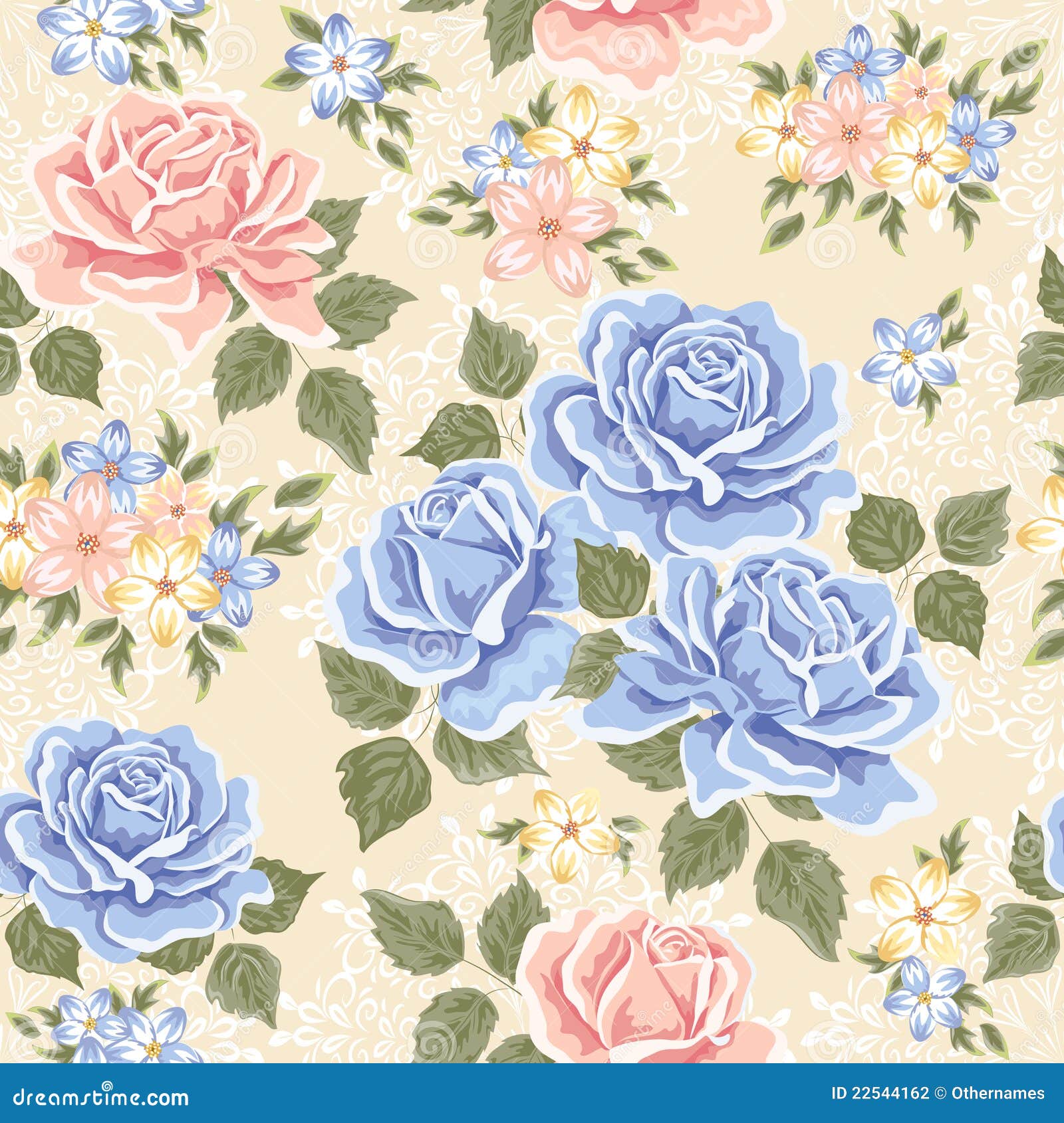 Seamless Wallpaper Pattern with Roses Stock Vector - Illustration of ...