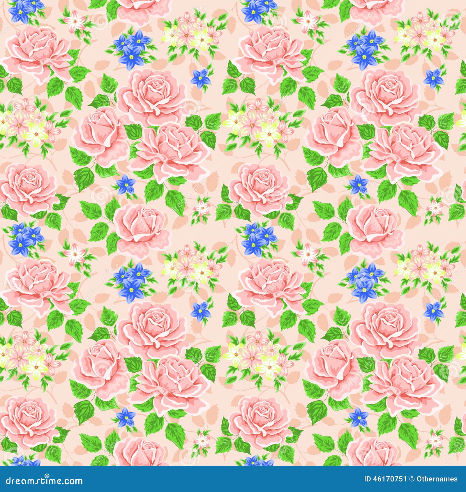 Seamless Wallpaper Pattern with Roses. Vector Stock Vector ...
