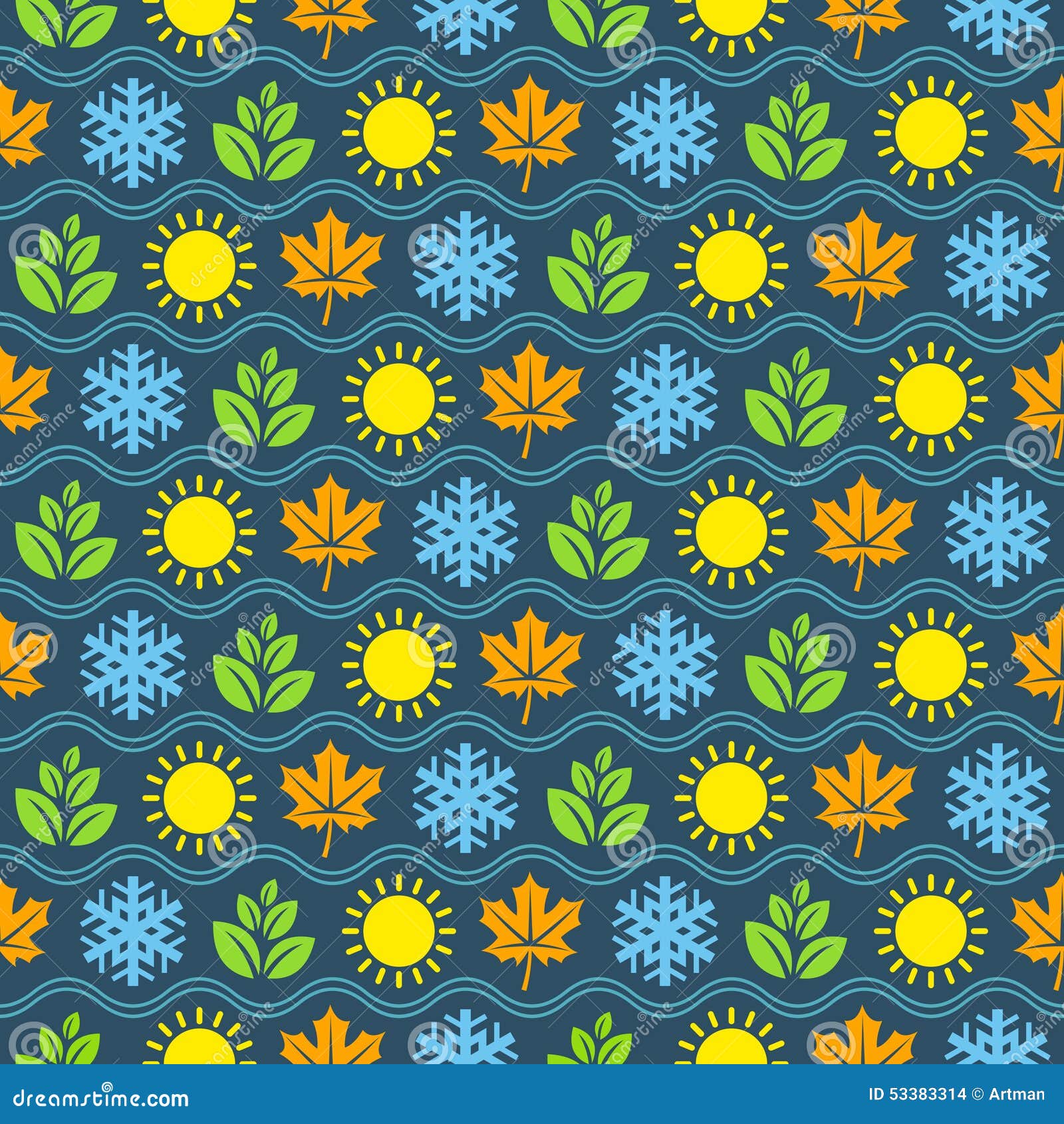 Seamless Wallpaper Pattern with Seasons Icons Stock Vector ...