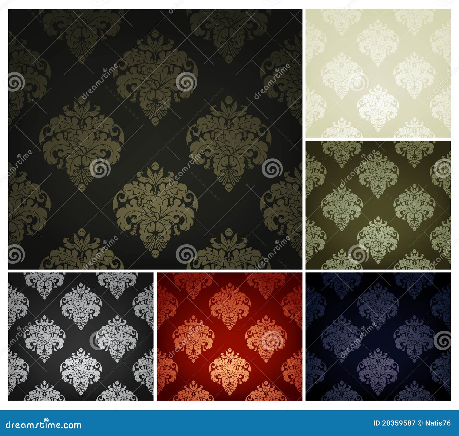 Seamless Wallpaper Pattern, Set Stock Vector - Illustration of ...