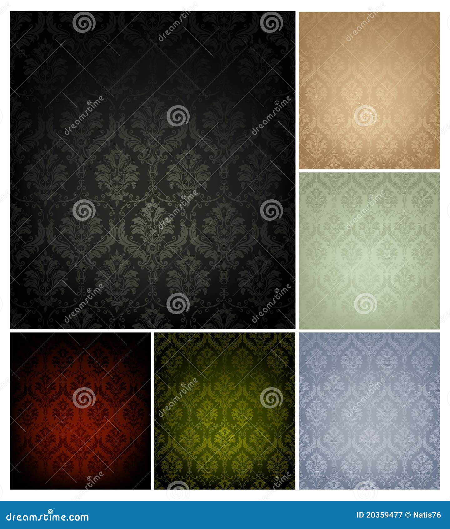 Seamless Wallpaper Pattern, Set of Six Colors Stock Vector ...