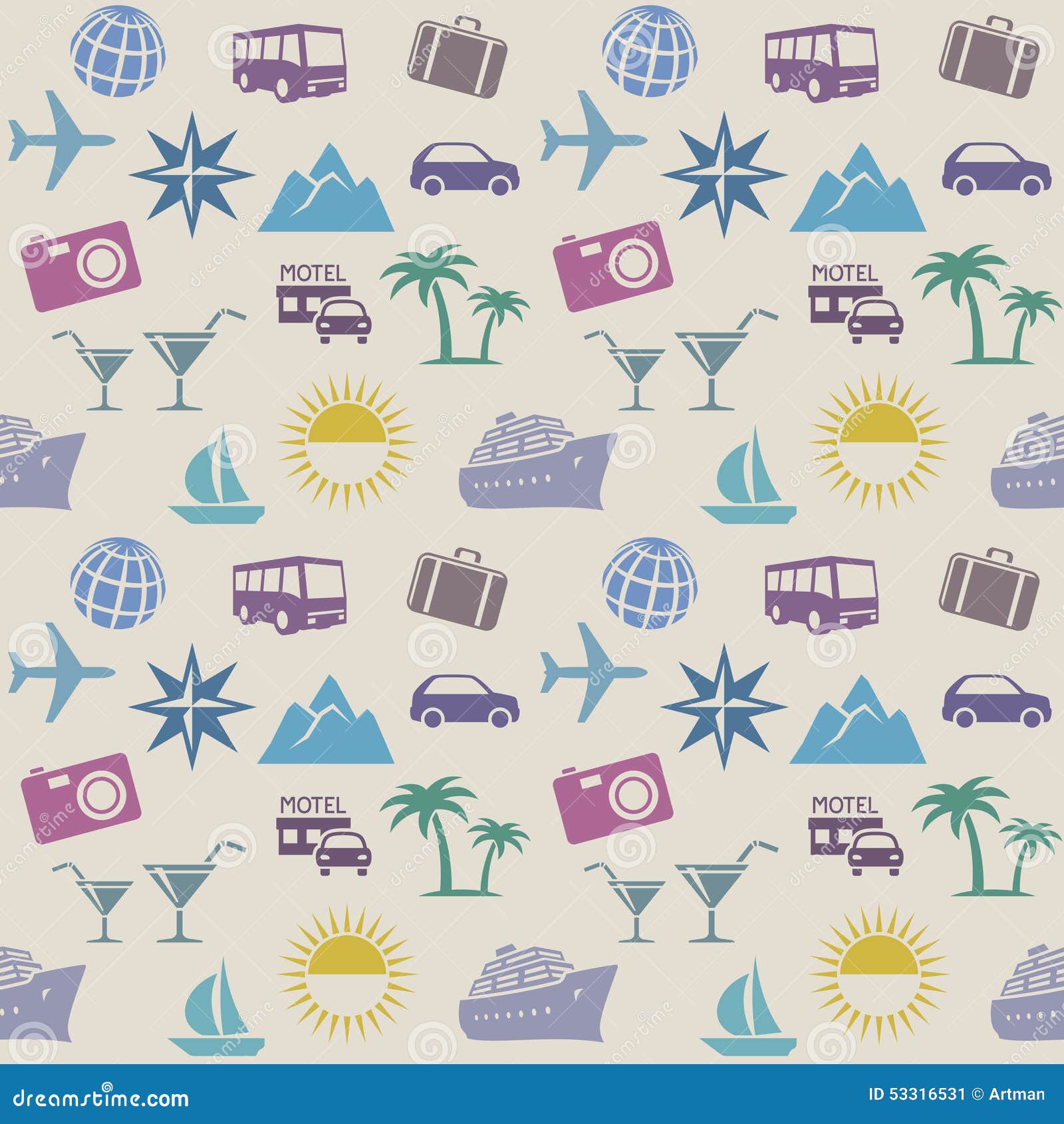 Seamless Wallpaper Pattern with Travel Icons Stock Vector ...