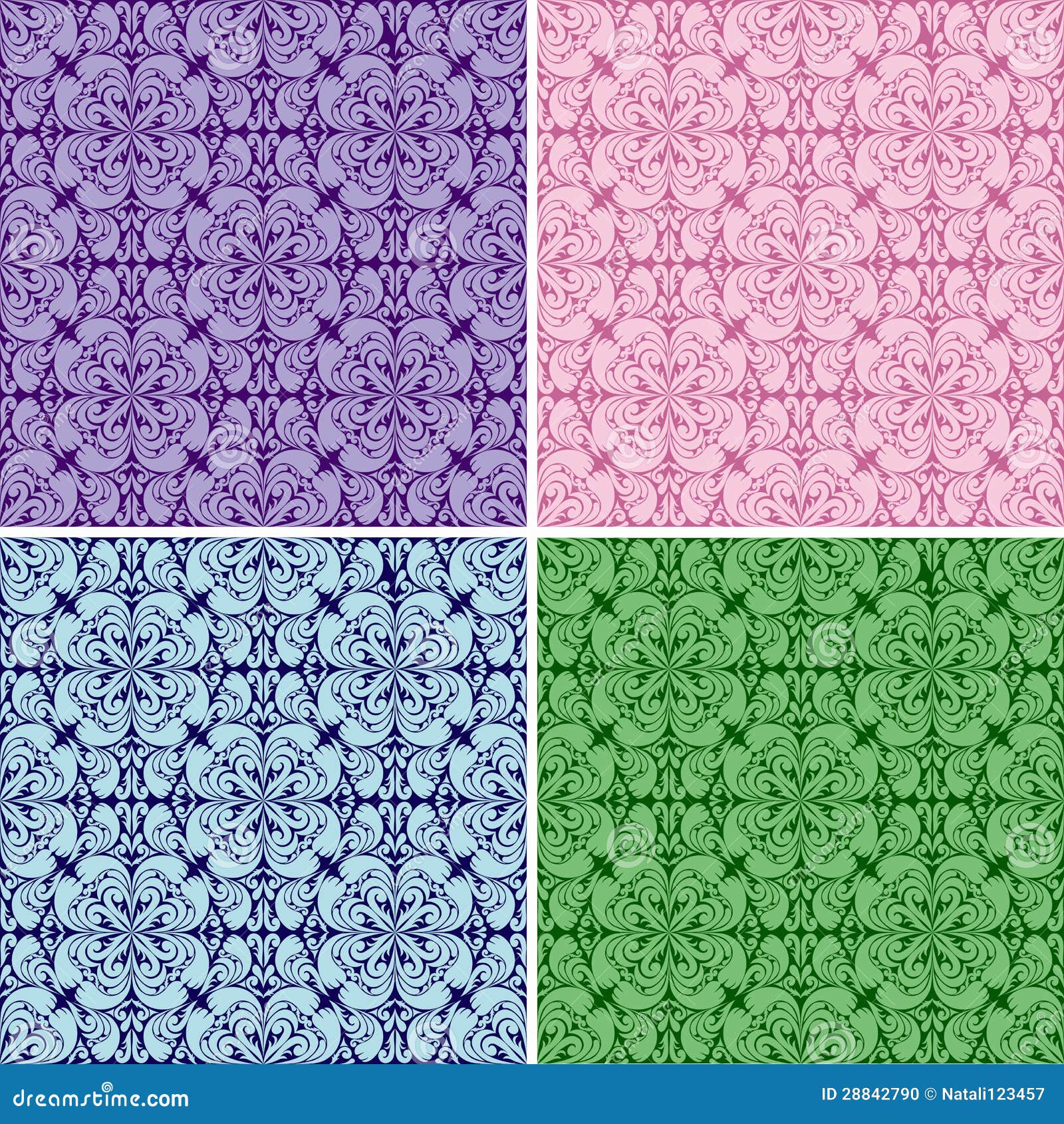 Seamless Wallpapers - Set of Four Colors. Stock Vector - Illustration ...