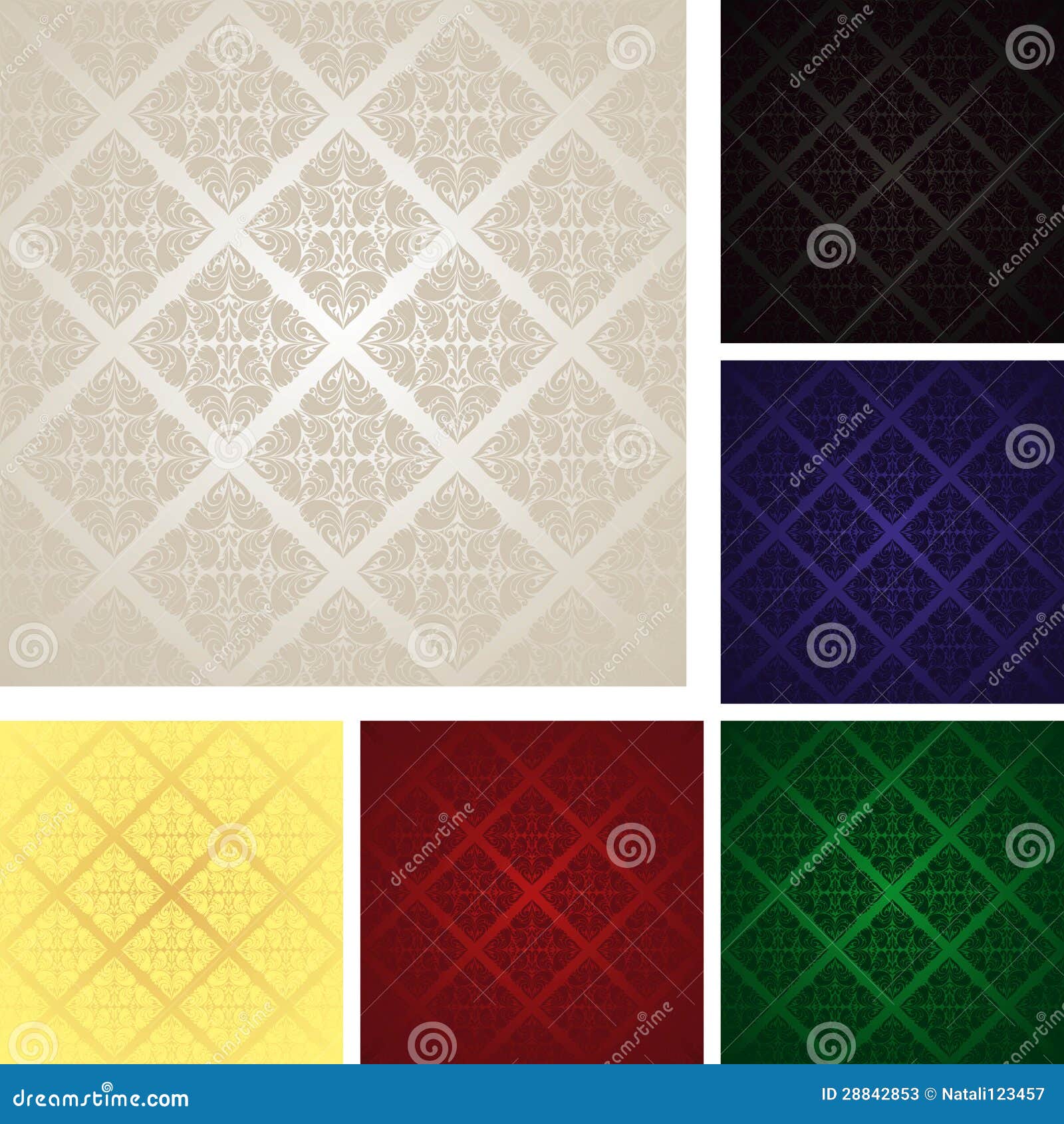 Seamless Wallpapers - Set of Six Colors. Stock Vector - Illustration of ...