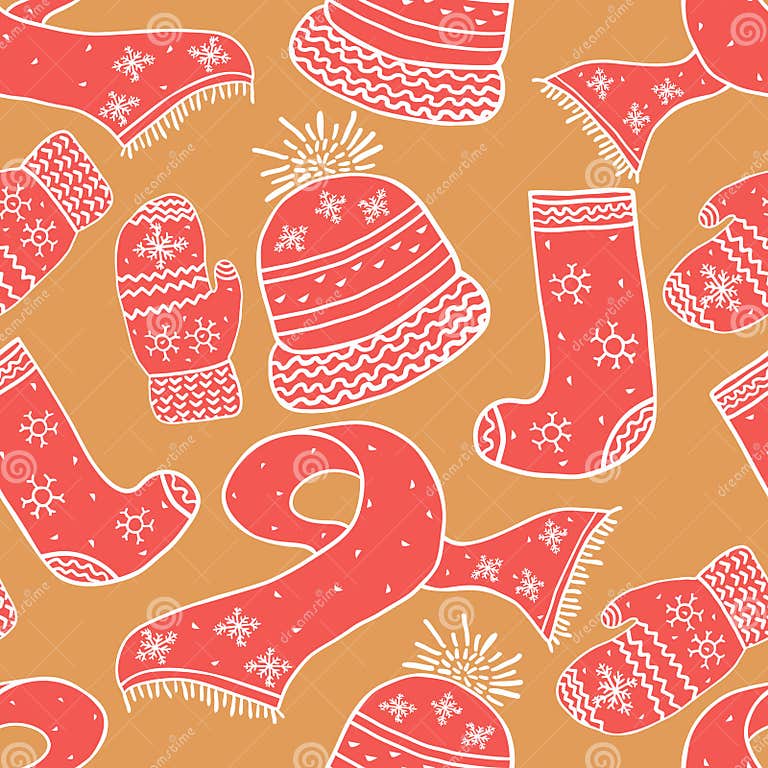 Seamless Warm Winter Pattern. Background with Winter Knitted Elements ...