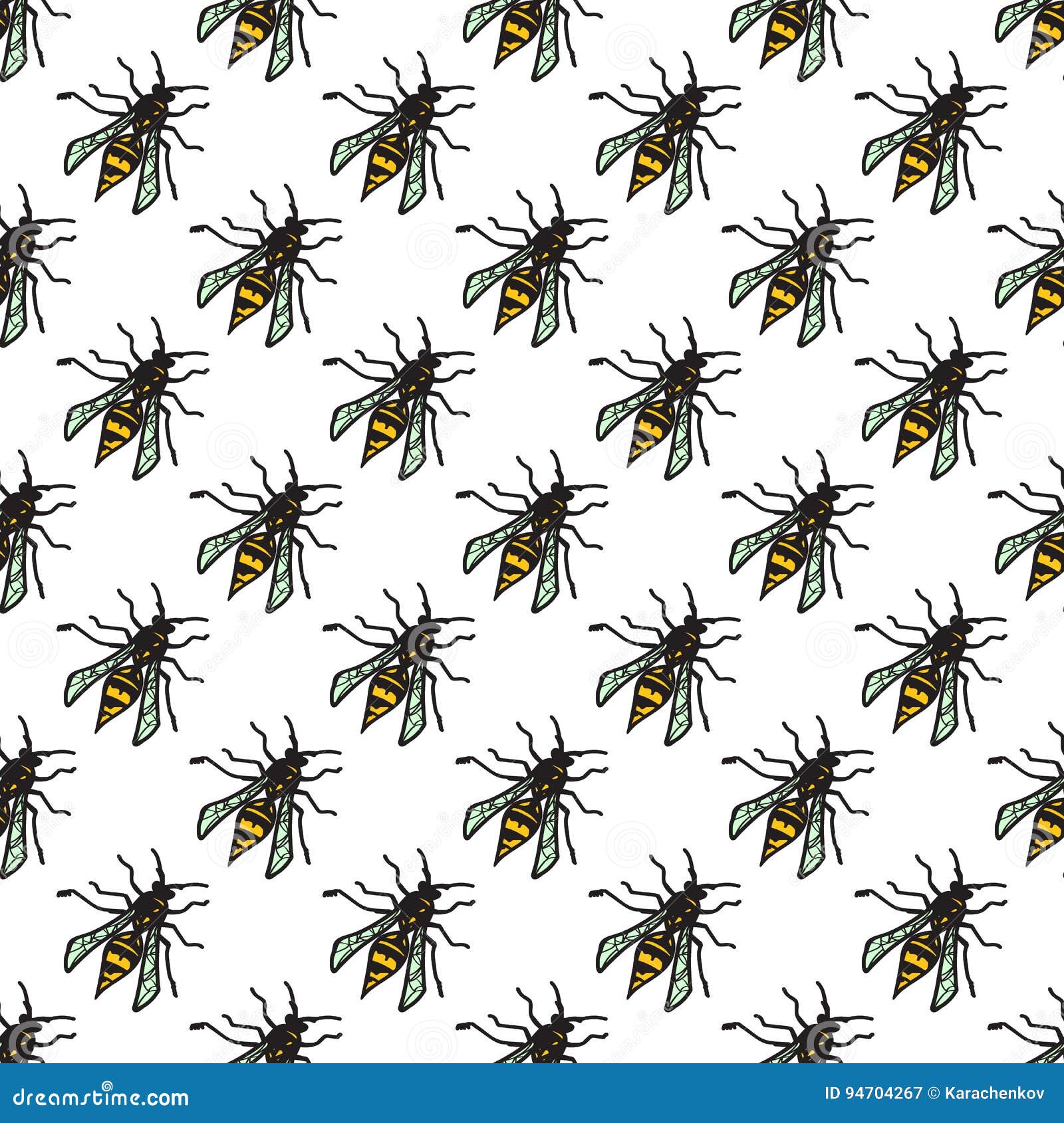 Wasp Pattern Outline Realistic. Vector Graphic Illustration. Summer ...