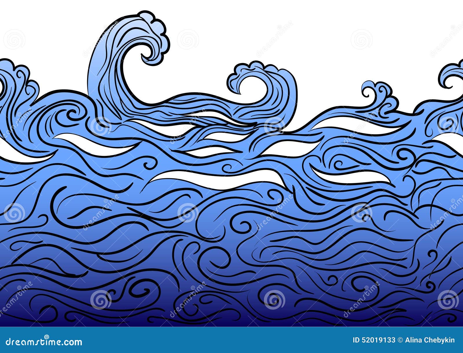 Seamless water border stock vector. Illustration of artistic - 52019133