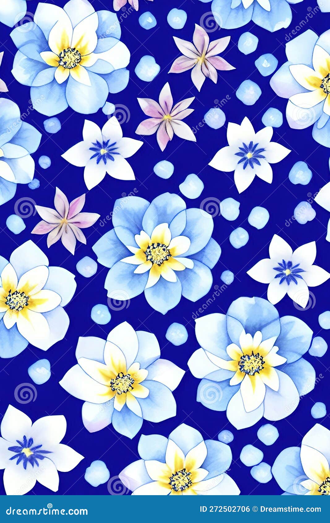 Seamless Water Color Floral Pattern. Stock Illustration - Illustration ...