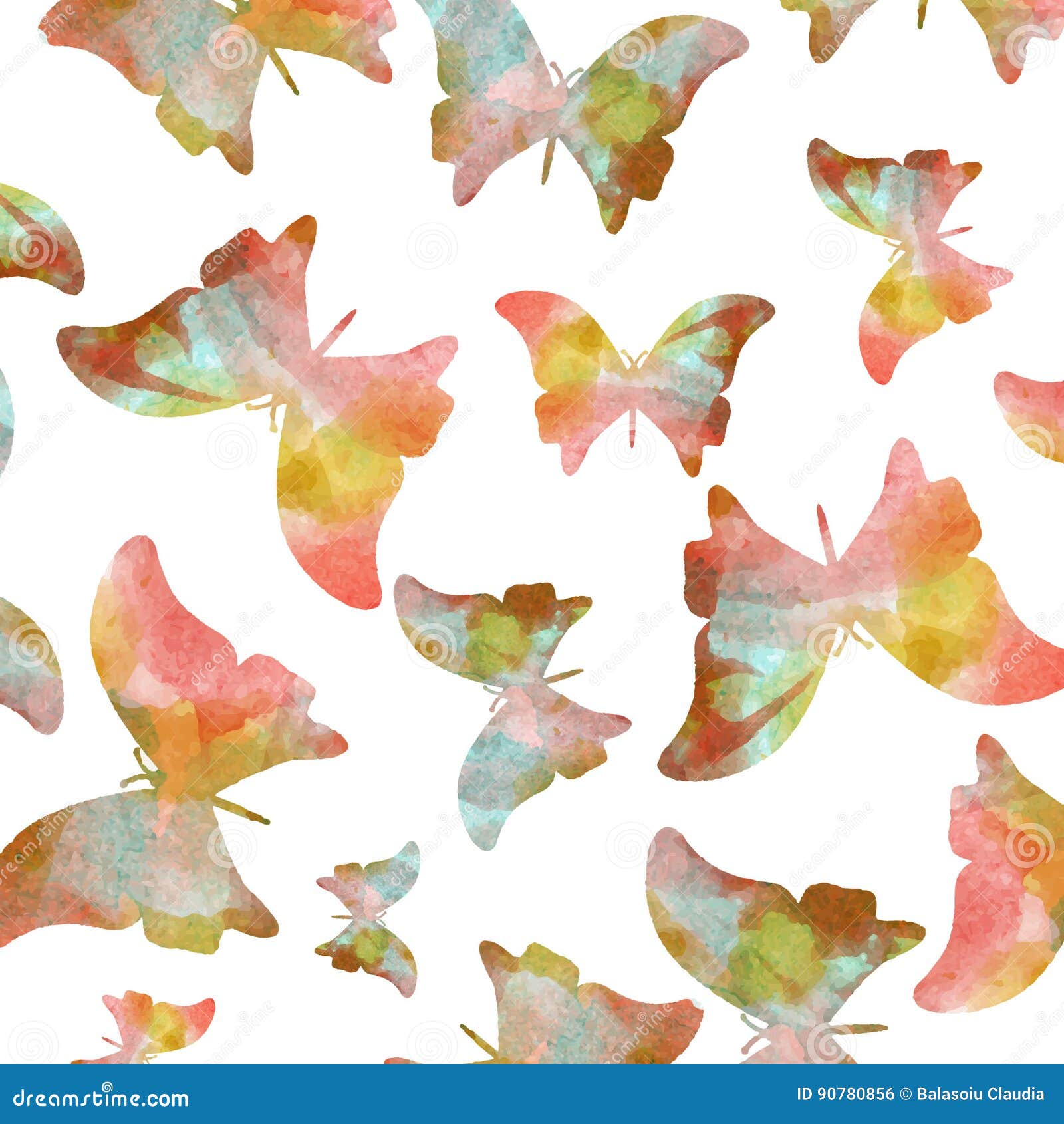 Seamless Watercolor Butterflies Pattern Stock Vector - Illustration of ...