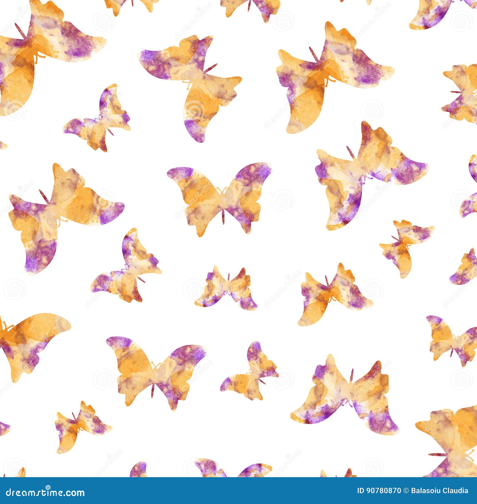 Seamless Watercolor Butterflies Pattern Stock Vector - Illustration of ...