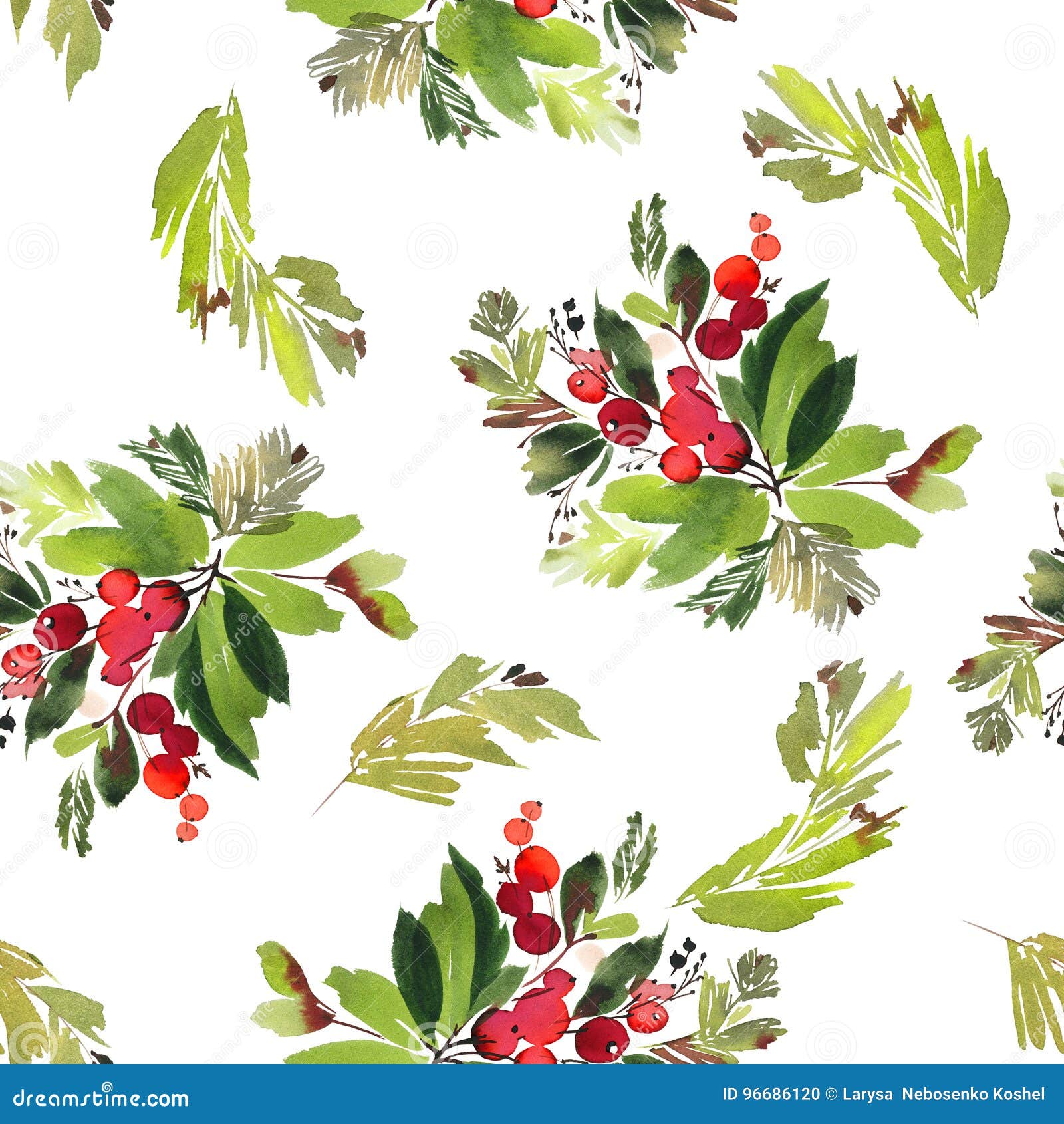 Seamless Watercolor Christmas Pattern Stock Illustration - Illustration ...
