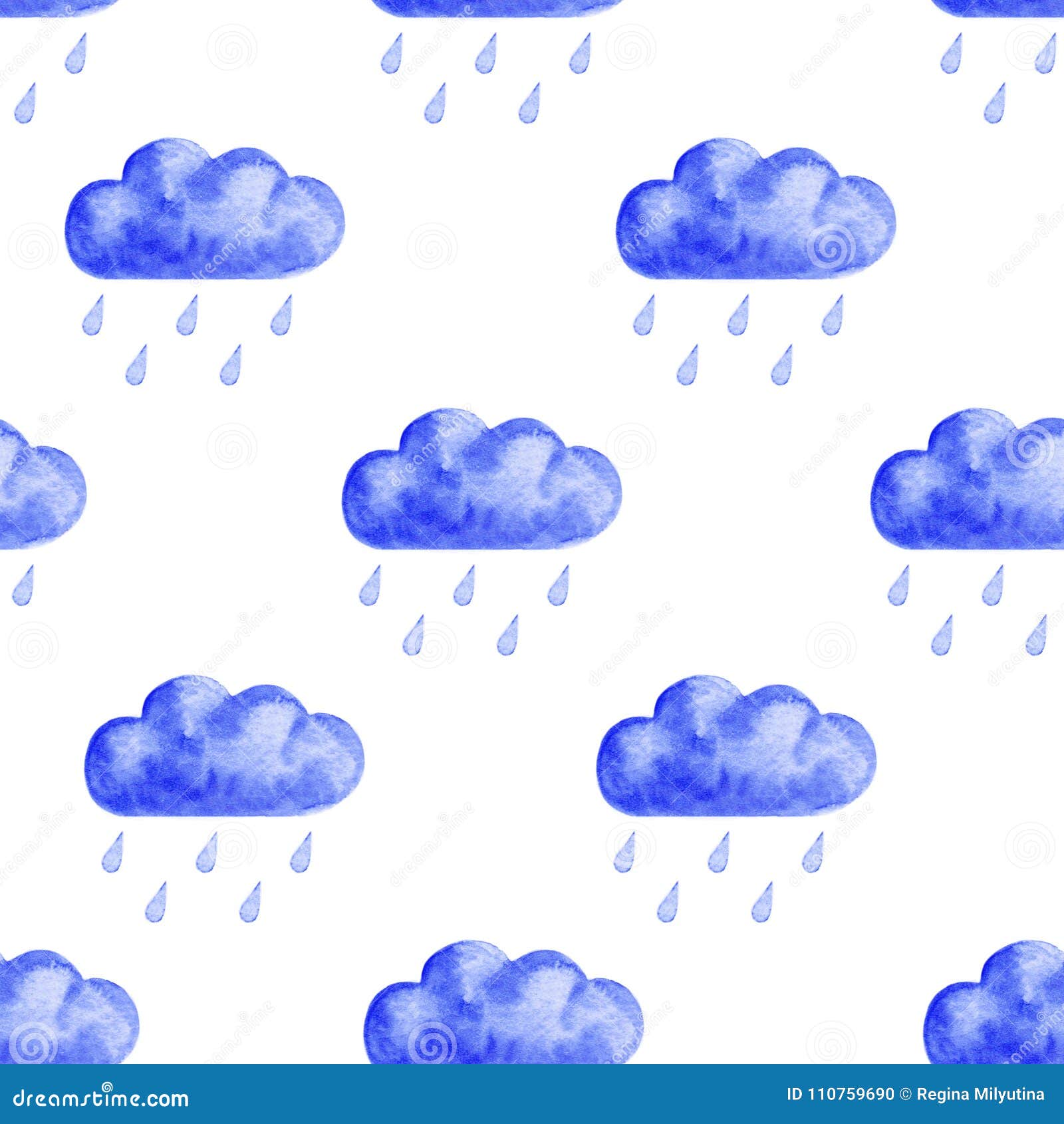 Seamless Watercolor Cloud Pattern Stock Illustration - Illustration of ...