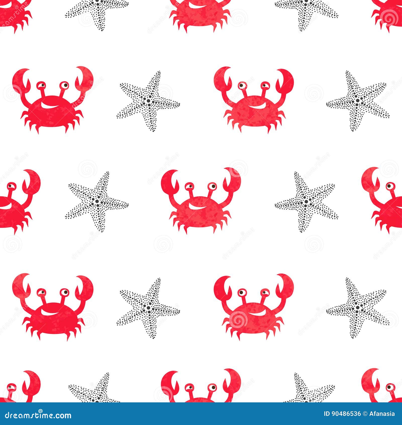 Seamless Watercolor Crab Pattern. Stock Vector - Illustration of ...