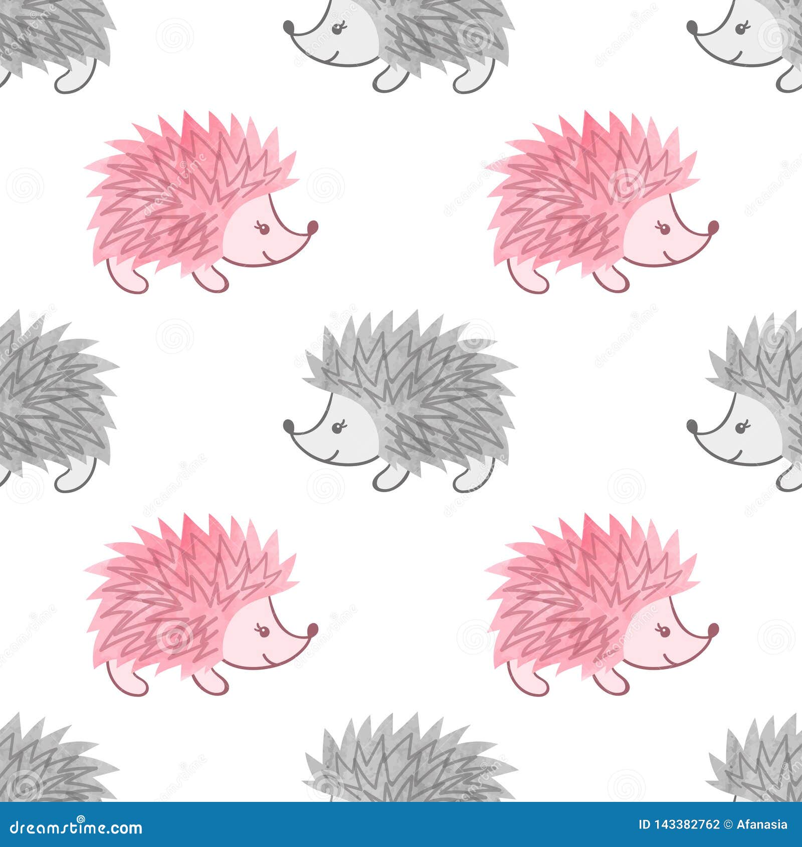 Seamless Watercolor Cute Hedgehog Pattern for Kids Design Stock Vector ...