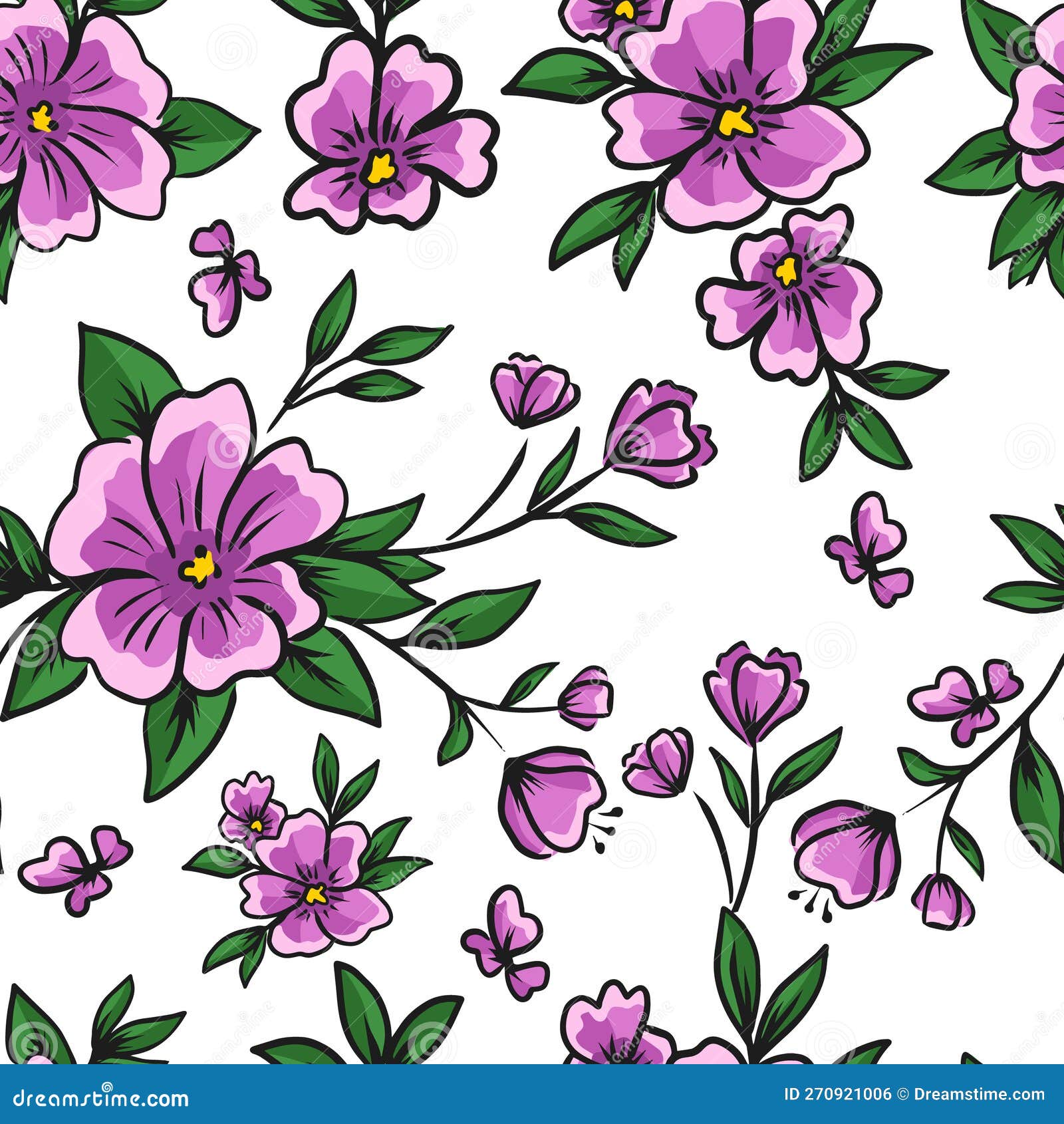 Seamless Pattern Pink Flowers. Vector Illustration Stock Vector ...