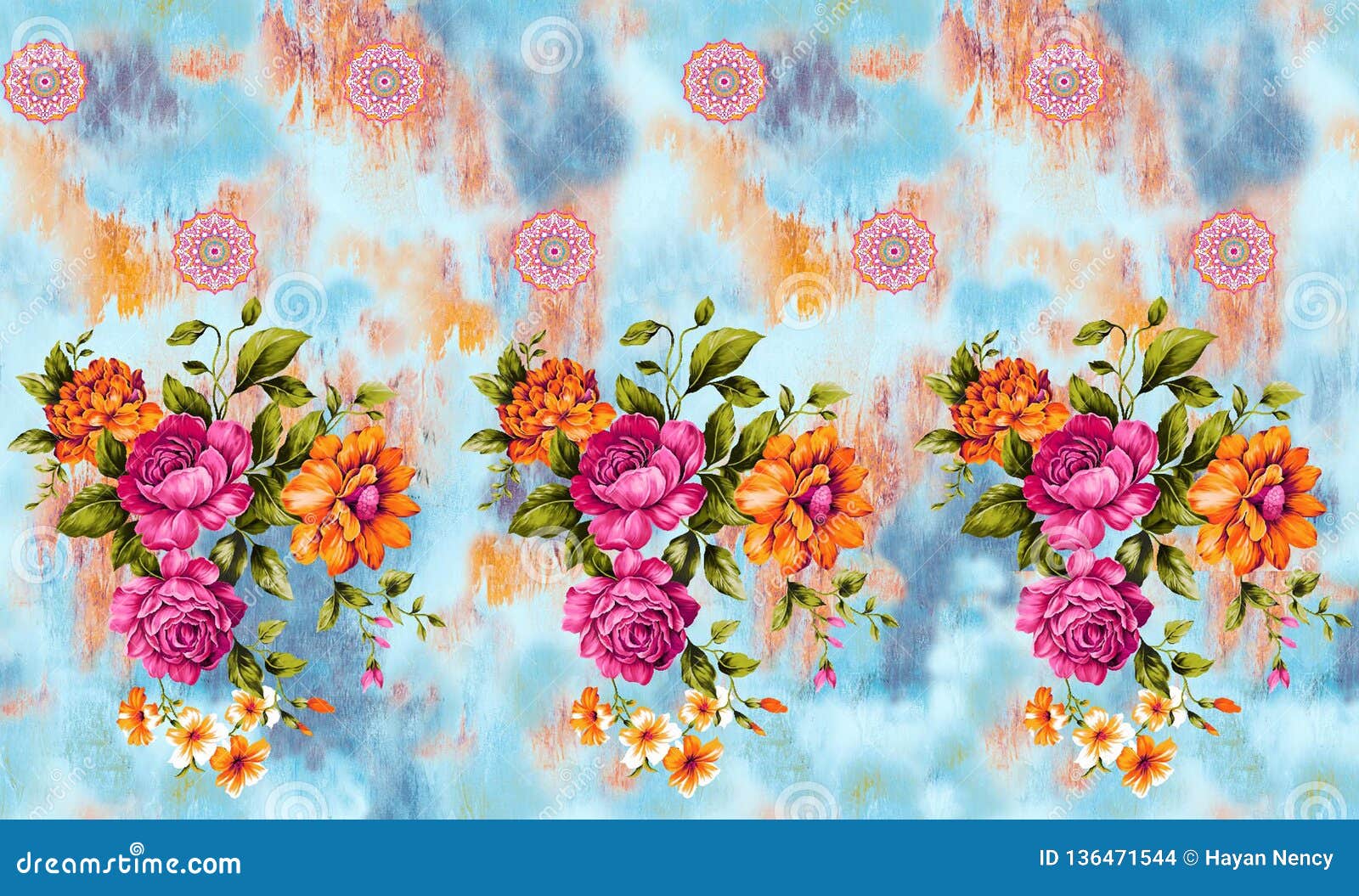 Paisley-Muster.Digital Textile Design Motif Gold Colorful Stock ...