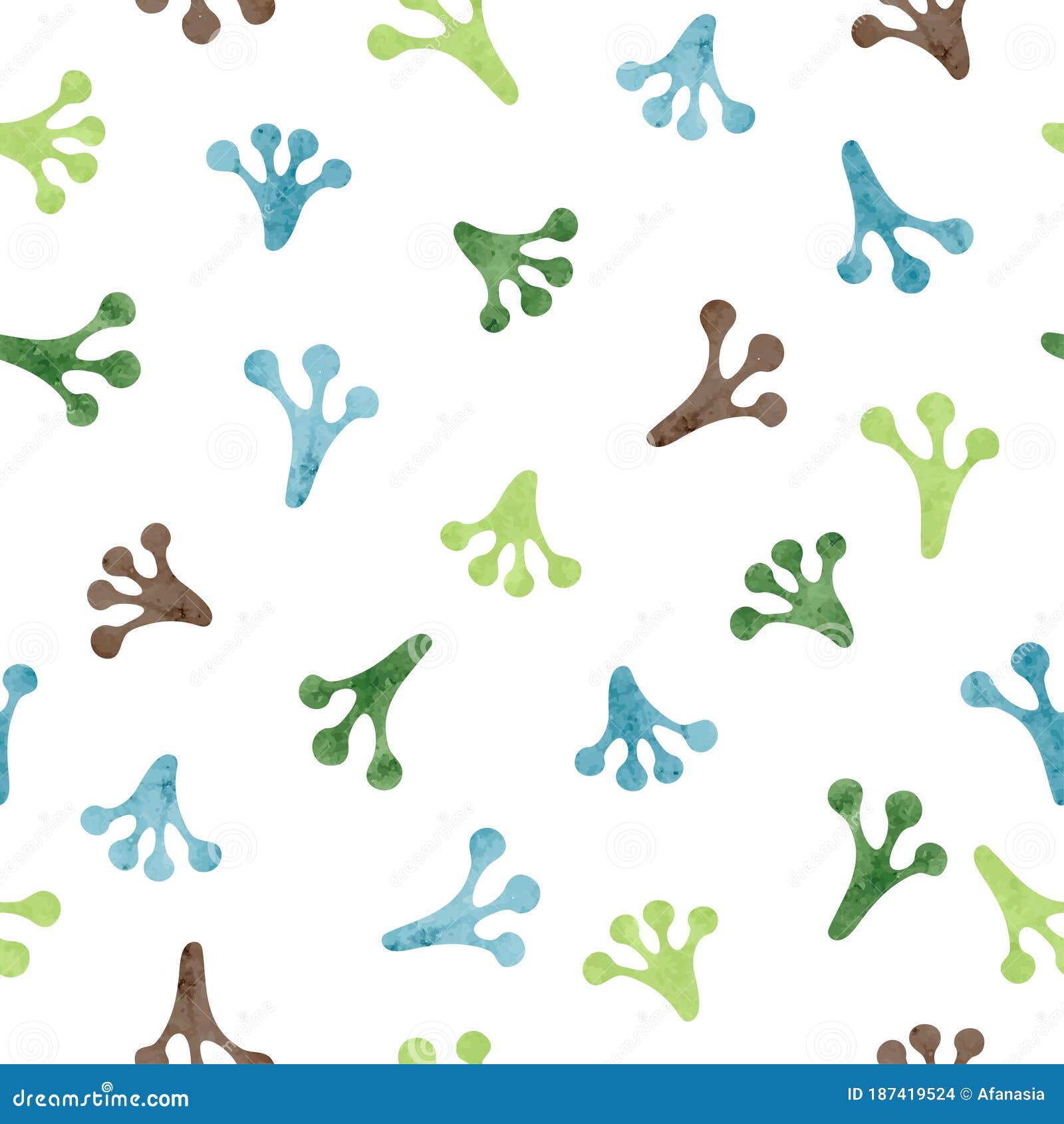 Seamless Watercolor Frog Footprints Pattern. Stock Vector ...