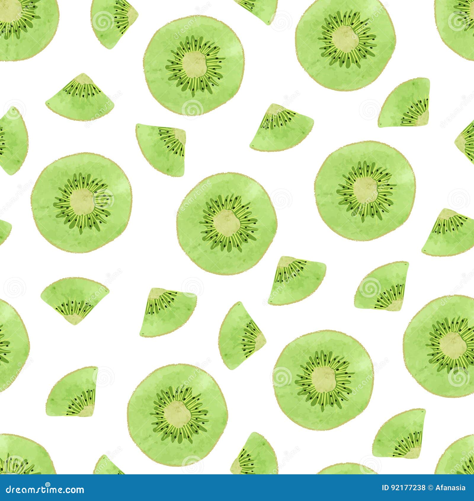 Seamless Watercolor Kiwi Fruit Pattern. Stock Vector - Illustration of ...